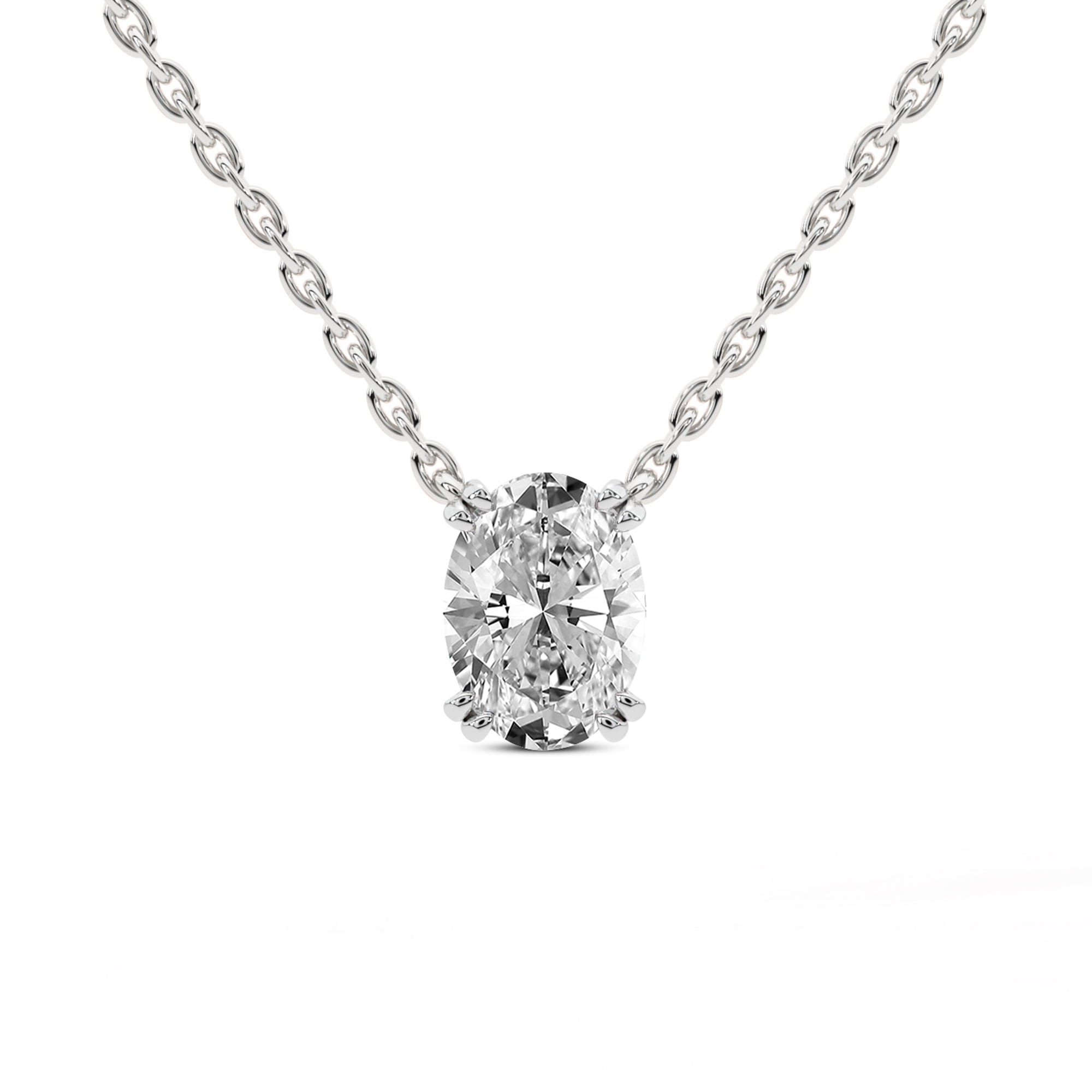 Lab Diamond Pendant Necklace For Women | 2 Ct IGI Certified Oval Lab ...