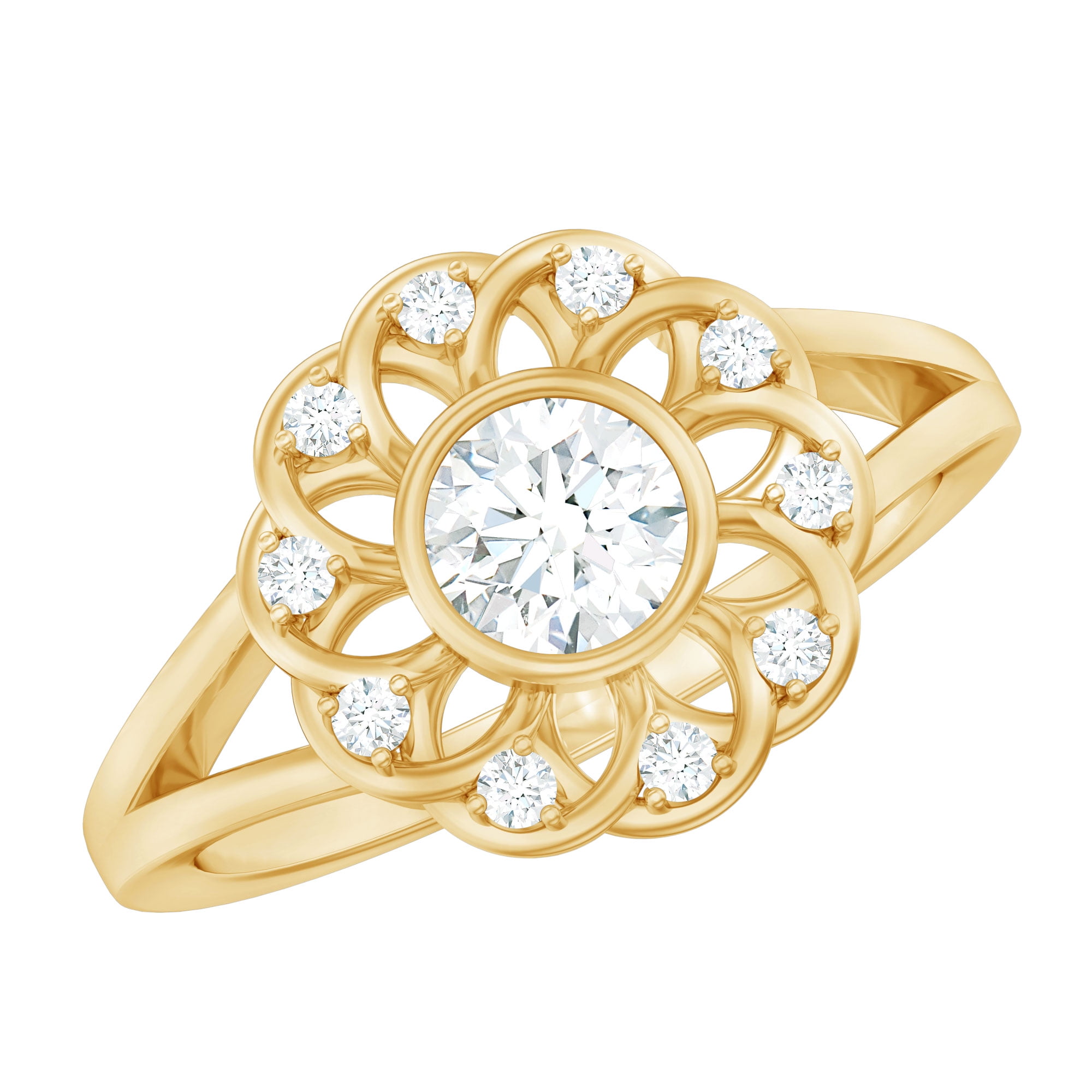 Rosec Jewels Lab Diamond Vintage Floral Engagement Ring (EF-VS Quality) - Ready to Gift, 14K ...