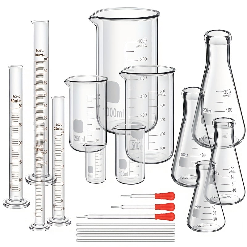 [Lab Glassware Set] 20pcs Lab Glassware Set | 50/100/250/500/1000ml ...