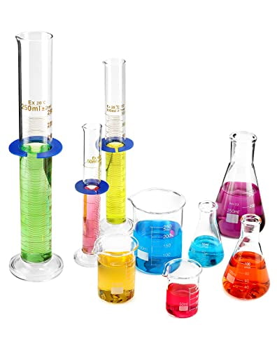 Lab Glassware Set, Beaker Flask Cylinder Set, 9 Pieces - Includes 3 ...