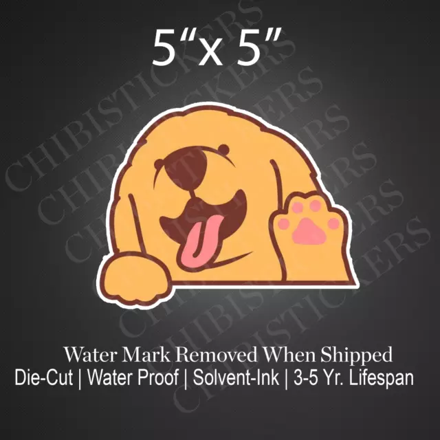 Lab Golden Retriever Waving Hi Cute Dog Sticker Vinyl Waterproof Phone ...