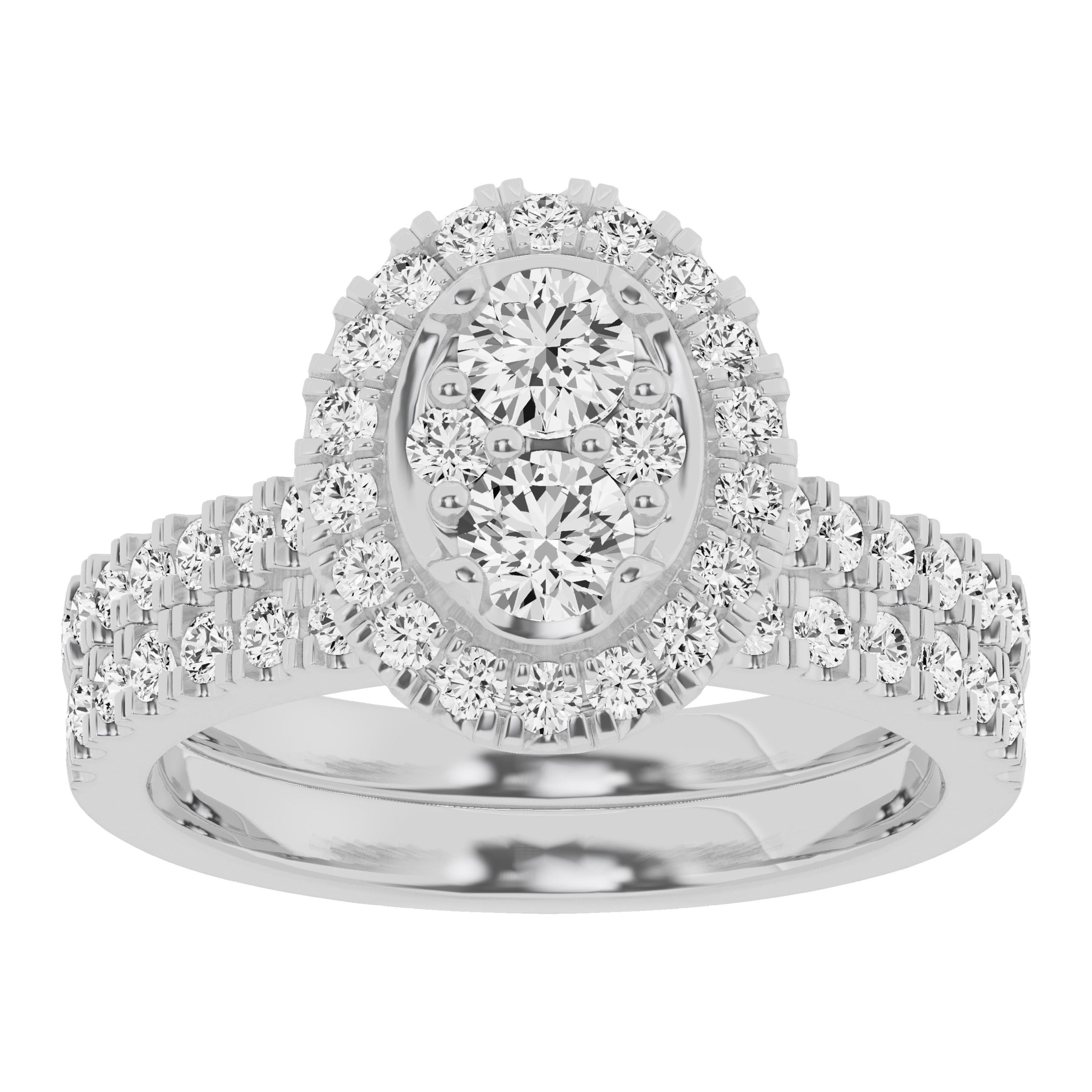 Lab Grown 1.50 Ctw Diamond Oval Bridal Set, Engagement Ring for Women ...