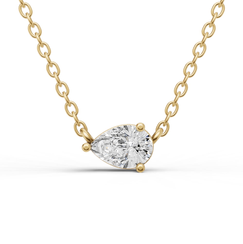Lab Grown 1 Carat Floating Pear-Shaped Diamond Solitaire Pendant - 14K ...