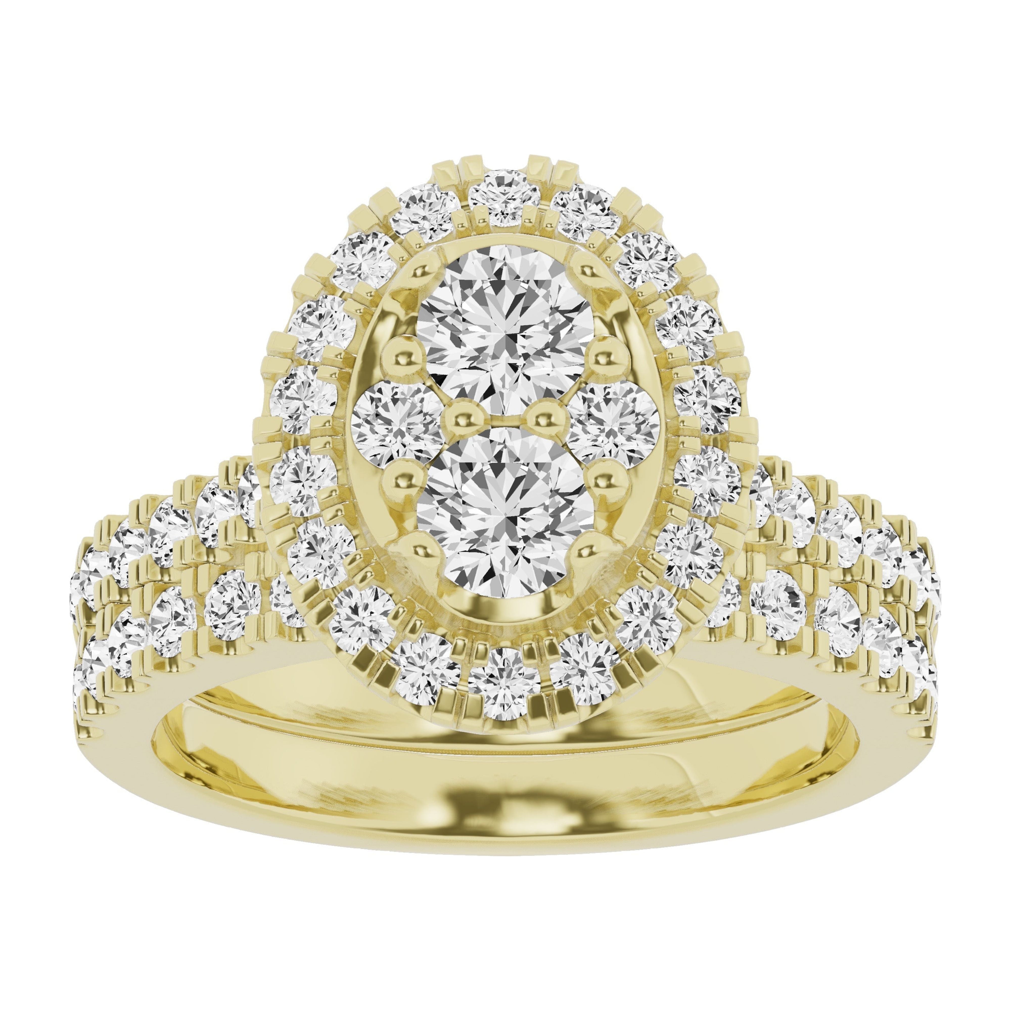 Lab Grown 2 Ctw Diamond Oval Bridal Set, Engagement Ring for Women 10K ...