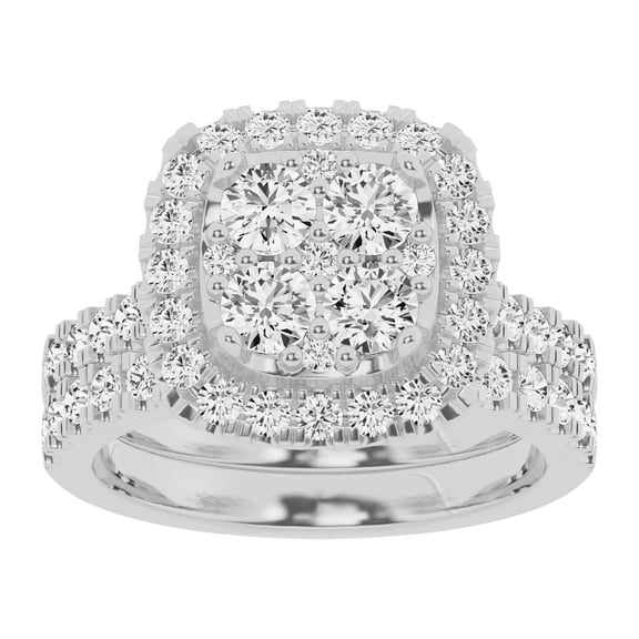14K White Gold 3 Carat LAB GROWN DIAMOND Three Stone Vintage With ...