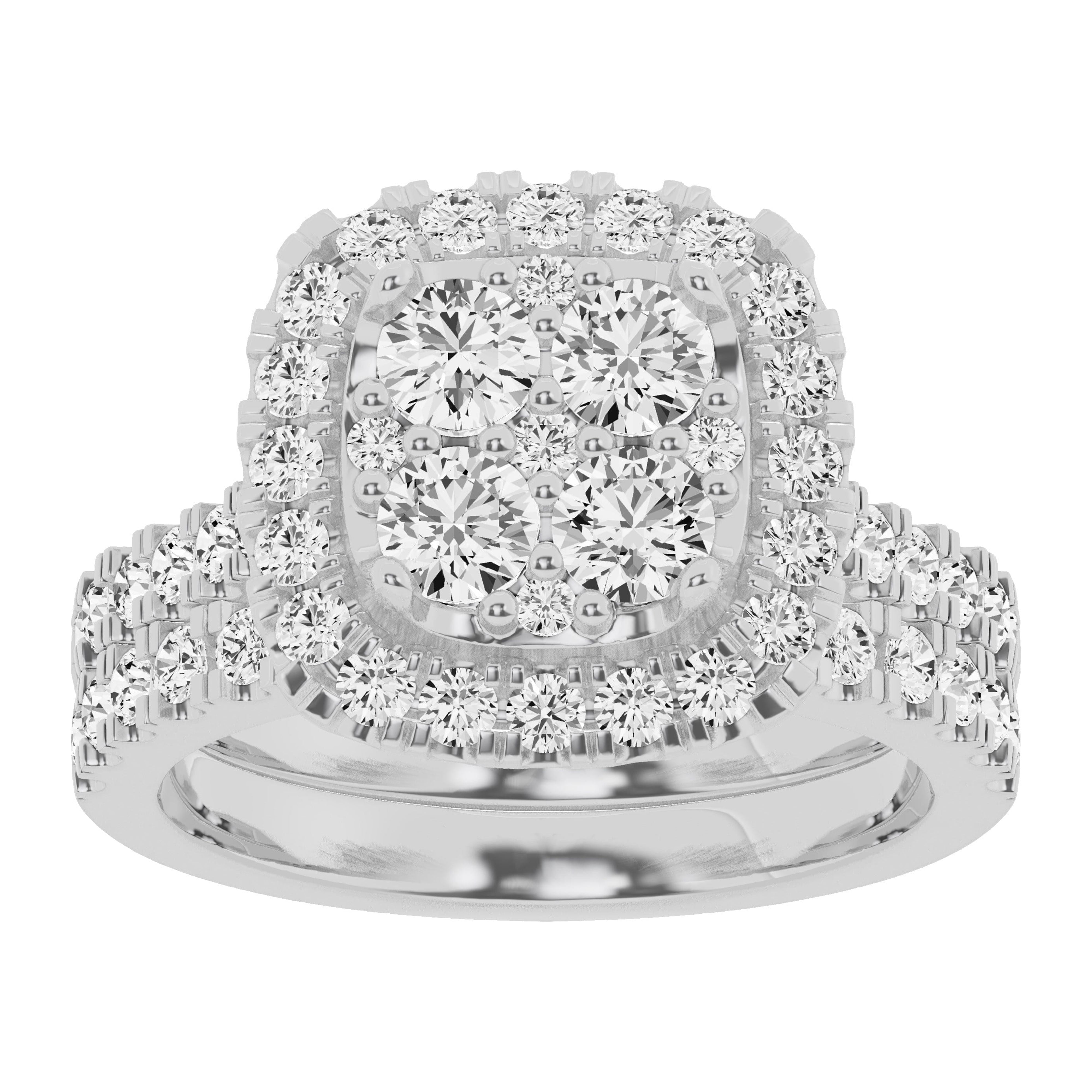 Unique Moments 10K White Gold, 2 Carat Lab Grown Diamond Cushion Bridal ...