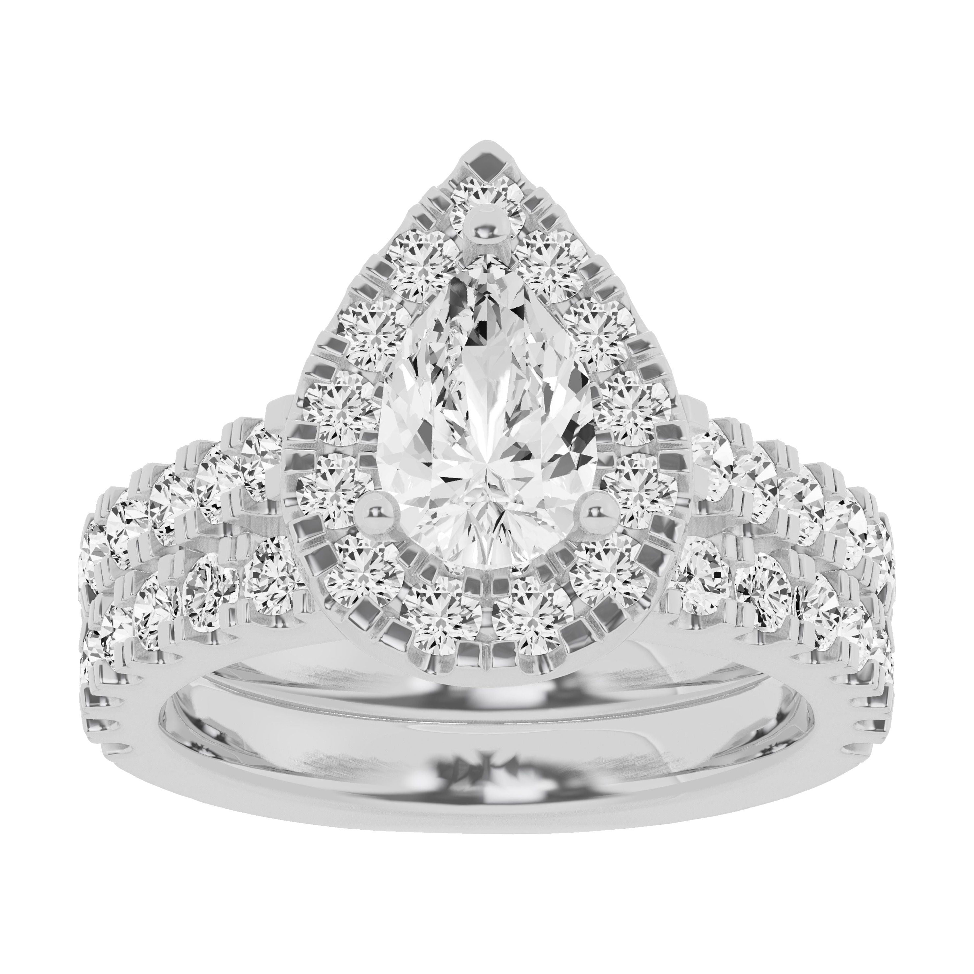 Unique Moments Lab Grown 3 Carat Diamond Pear Solitaire Bridal Set ...