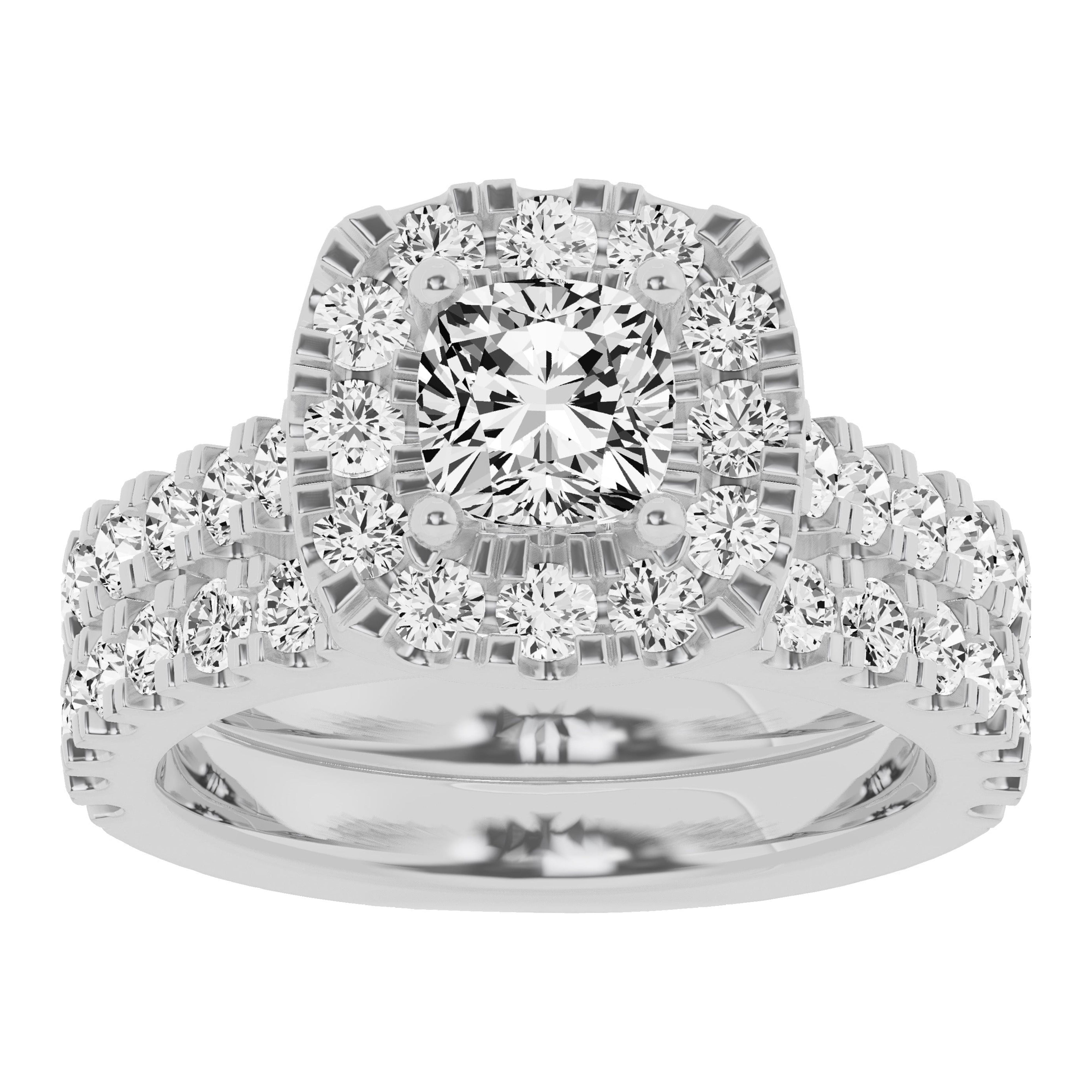 Unique Moments 3 Ctw Lab Grown Diamond Cushion Solitaire Bridal Set ...