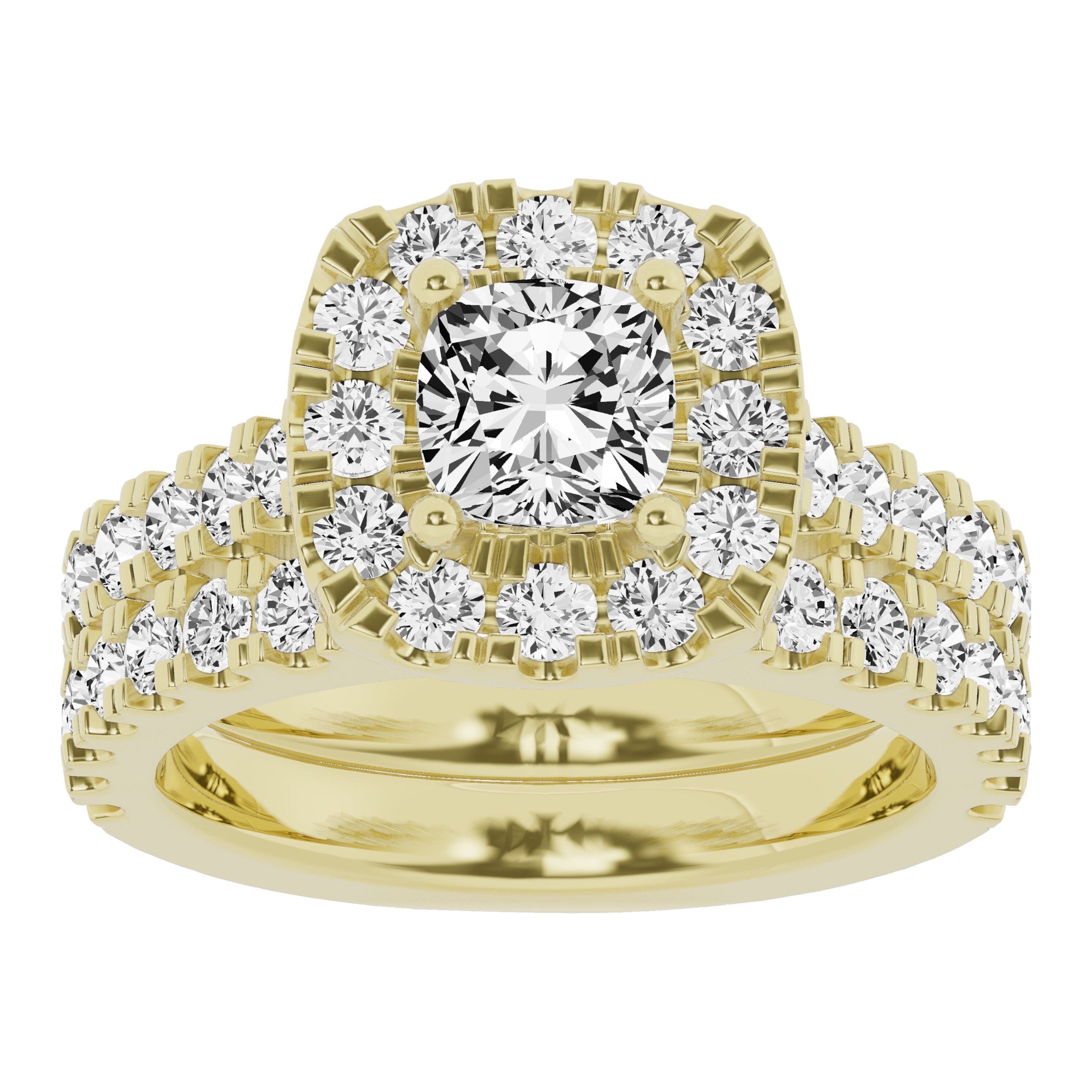 Unique Moments Lab Grown 3 Ctw Diamond Cushion Solitaire Bridal Set ...