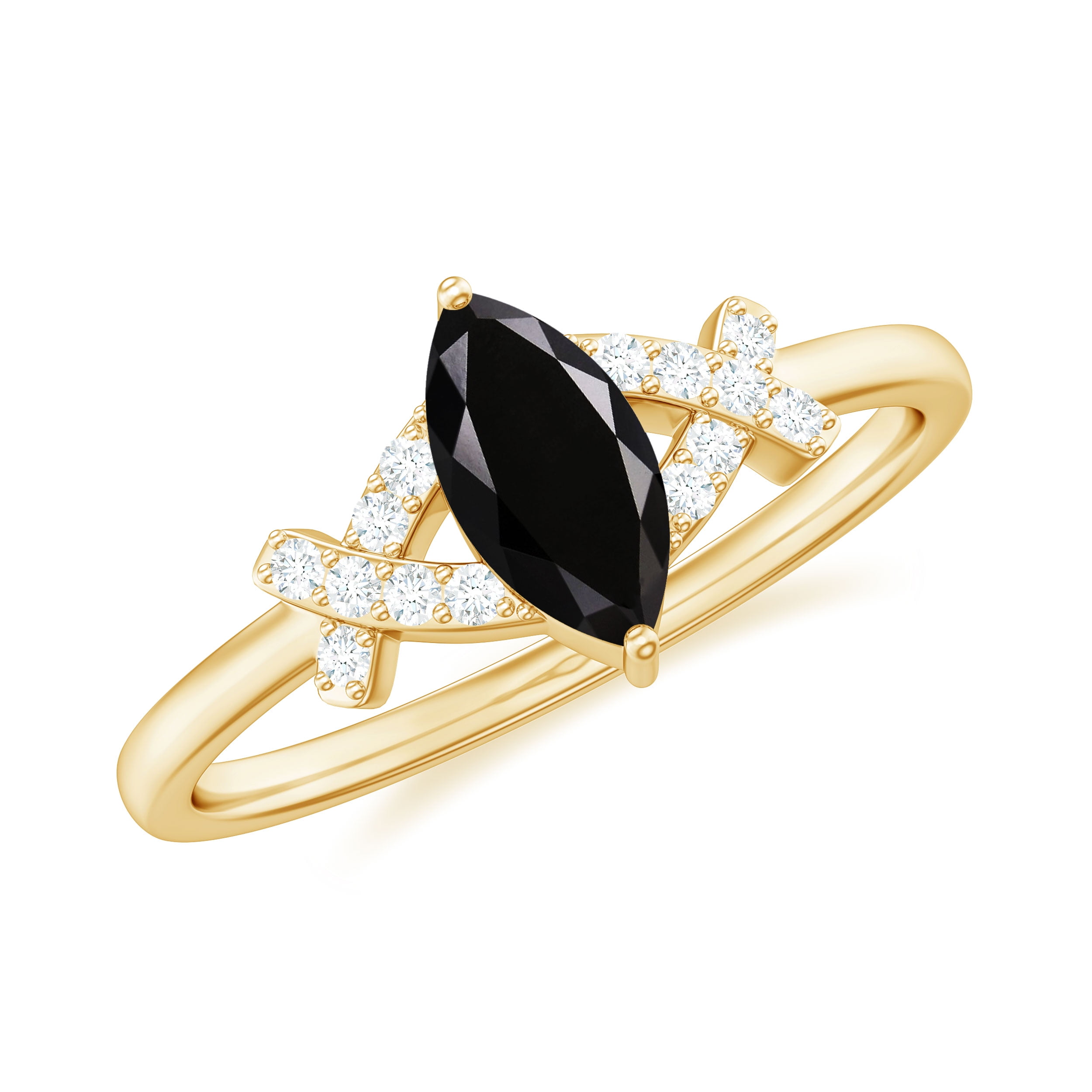 Rosec Jewels Lab Grown Black Diamond Ring for Women with White Diamond ...