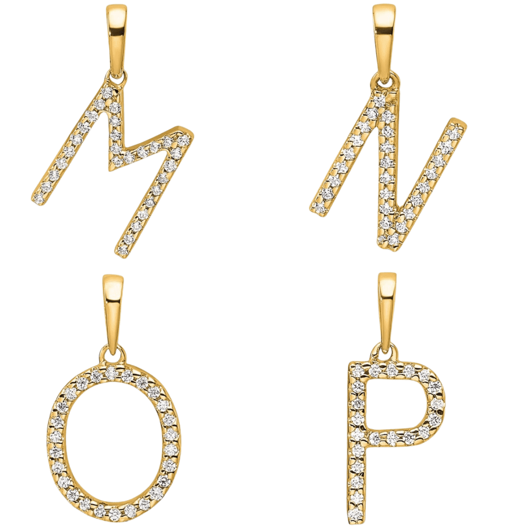 Lab Grown Diamond 14K Yellow Gold Initials Pendants Necklace Custom ...