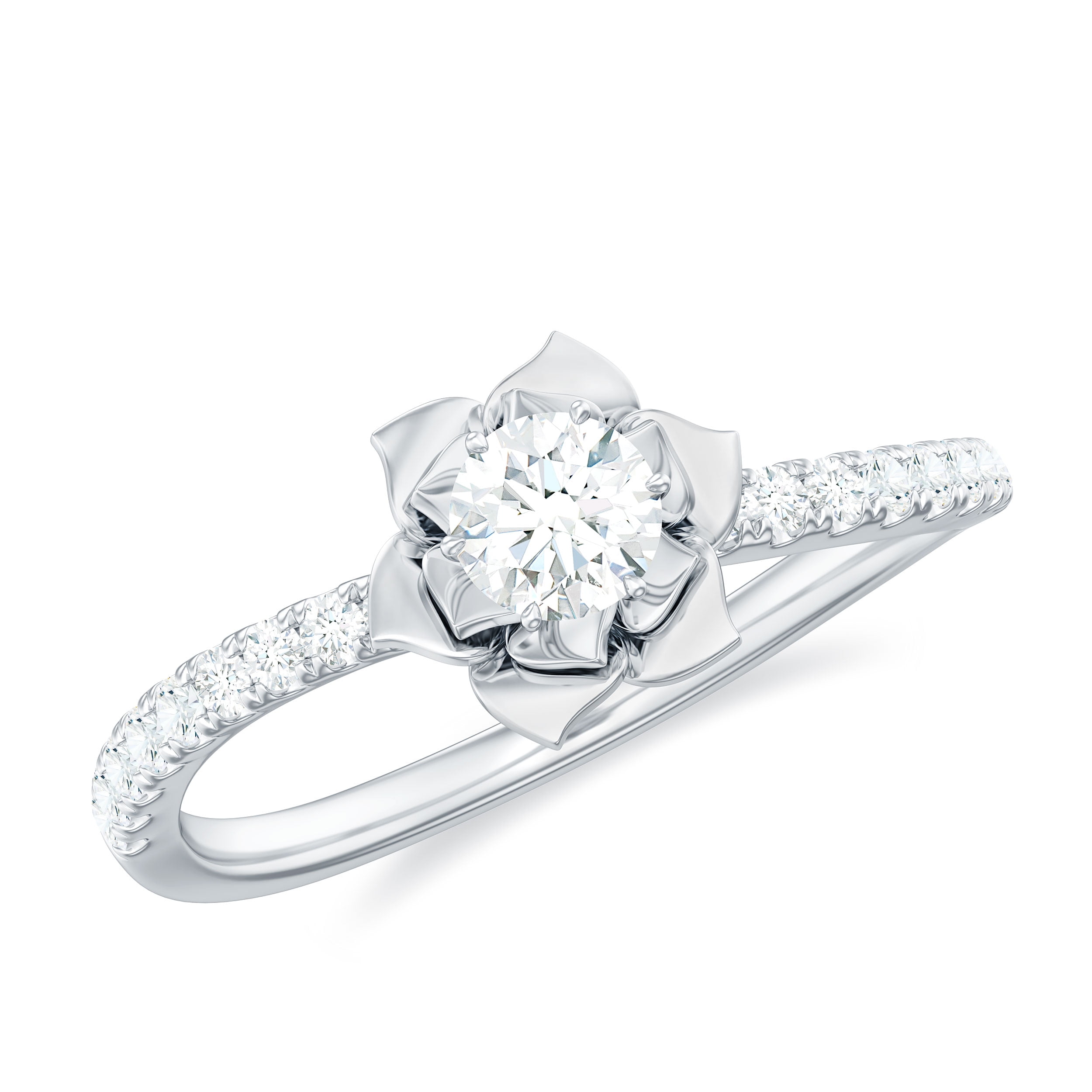 Rosec Jewels Lab Grown Diamond Flower Engagement Ring for Women, EF-VS ...