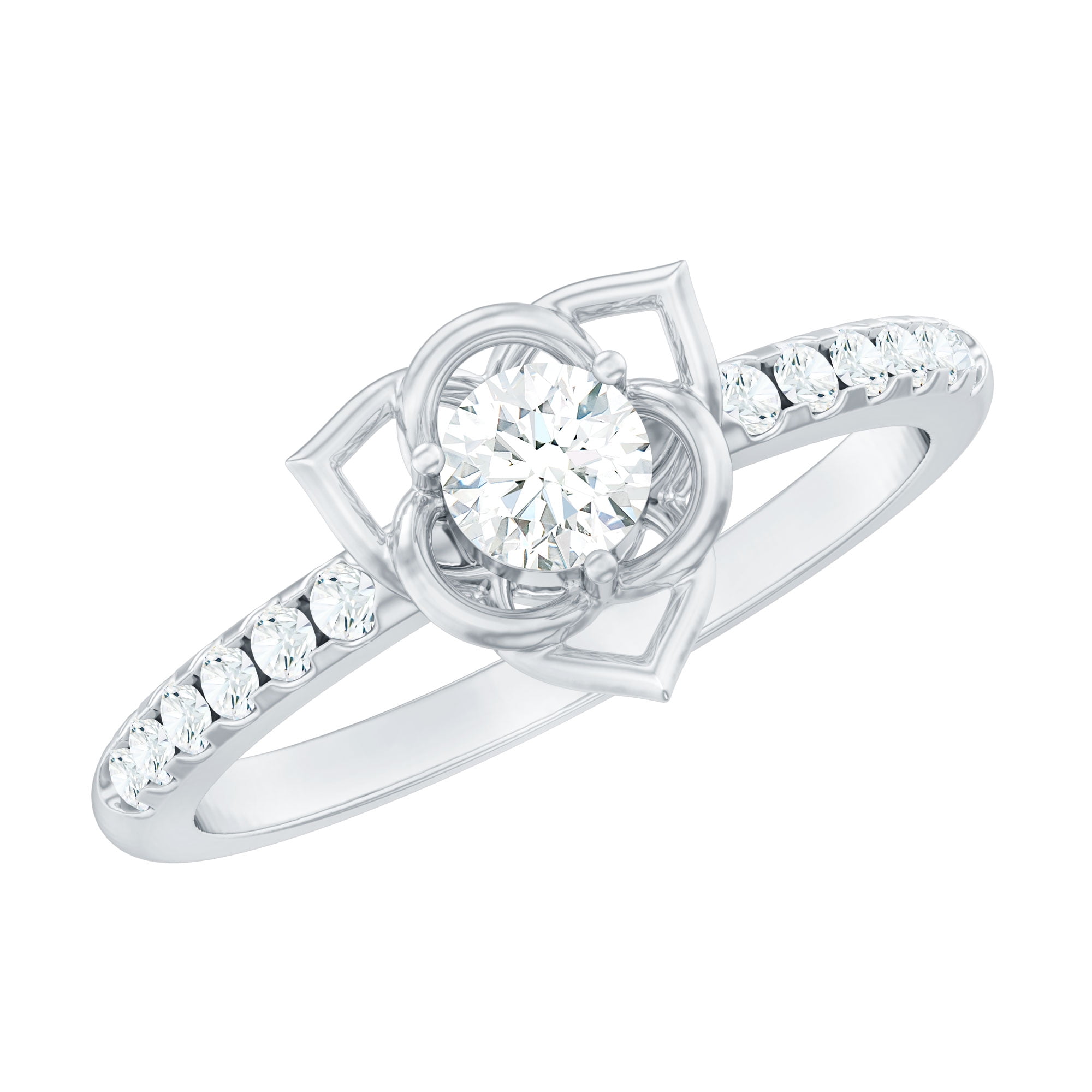 Rosec Jewels Lab Grown Diamond Flower Promise Ring for Engagement (EF ...