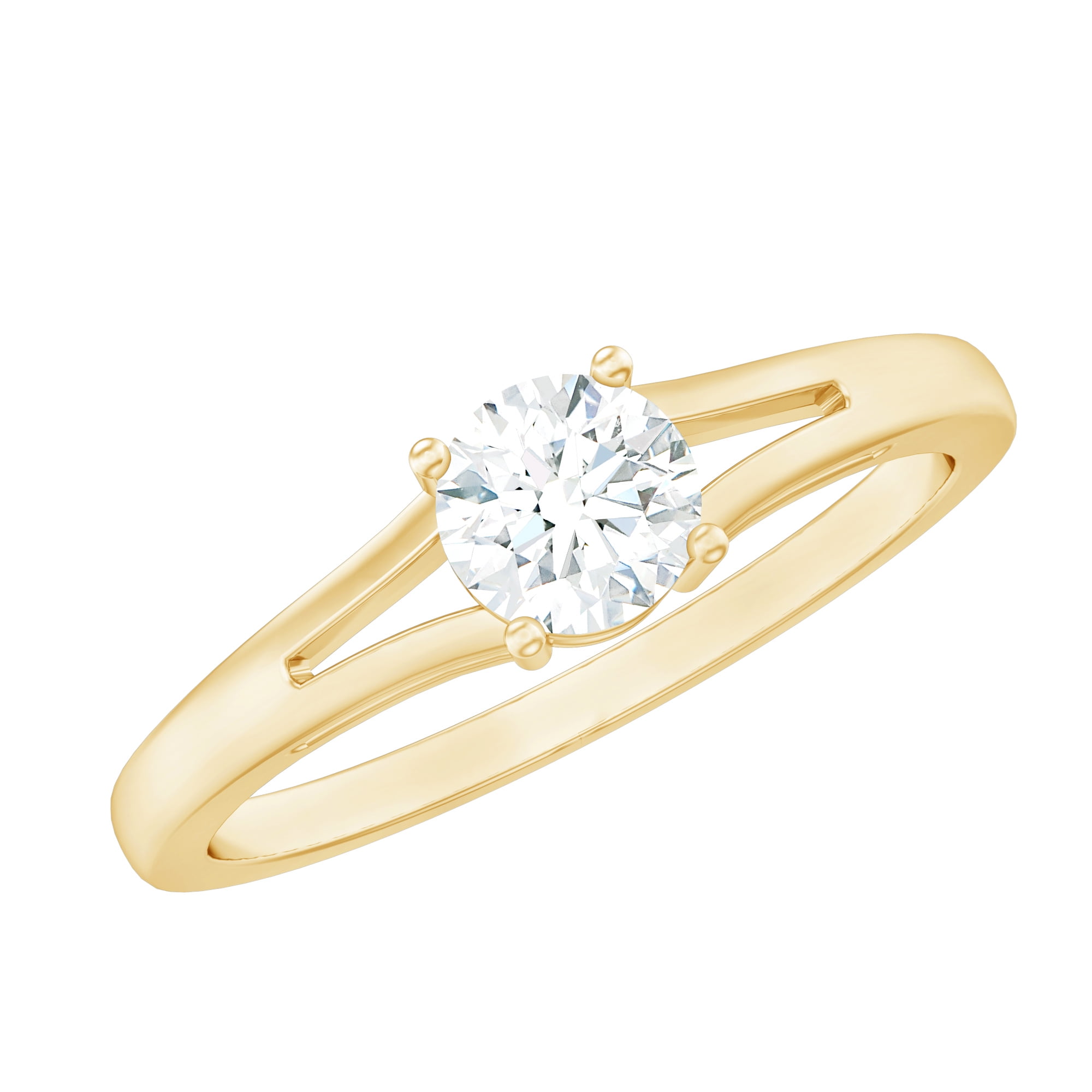 Rosec Jewels Lab Grown Diamond Round Engagement Ring 1/2 Carat - 5 MM - EF-VS Quality, 14K ...