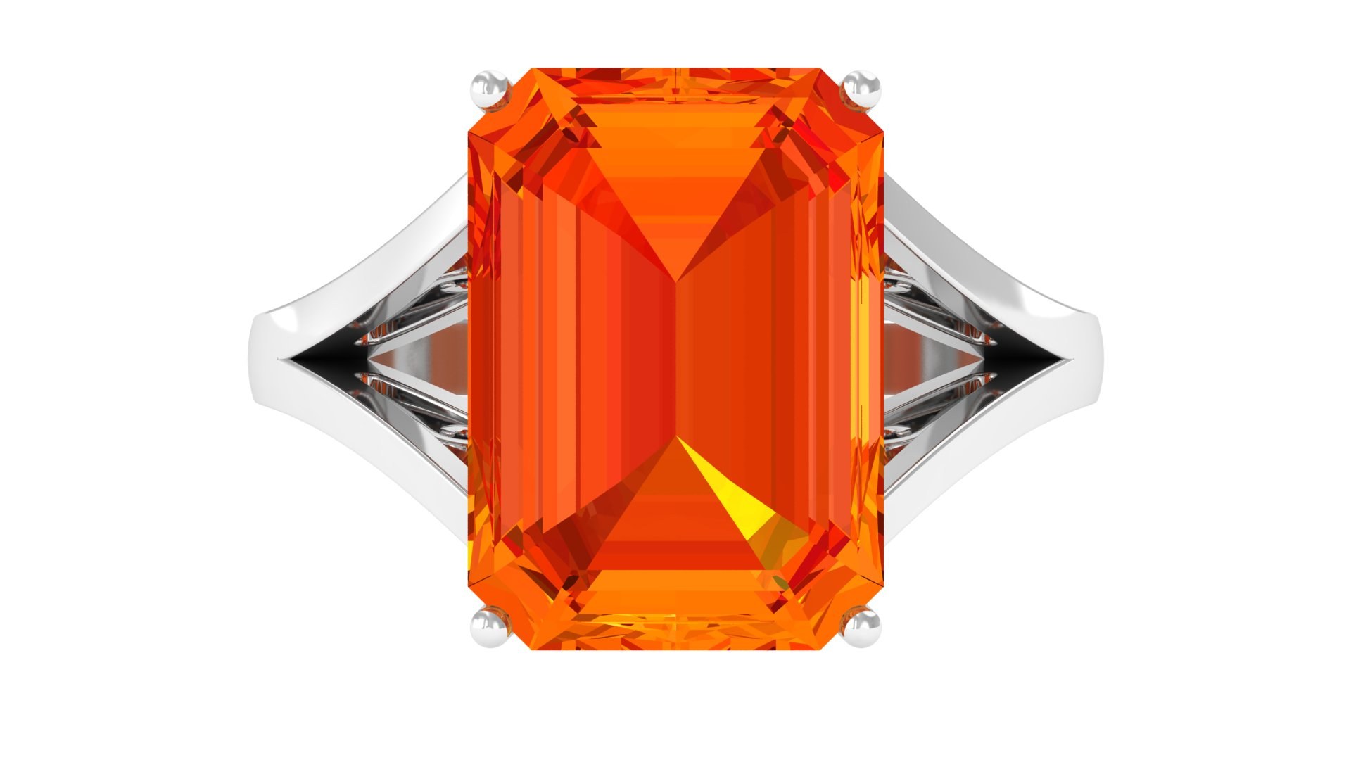 Lab Grown Orange Sapphire Solitaire Ring with Split Shank (10X14 mm ...