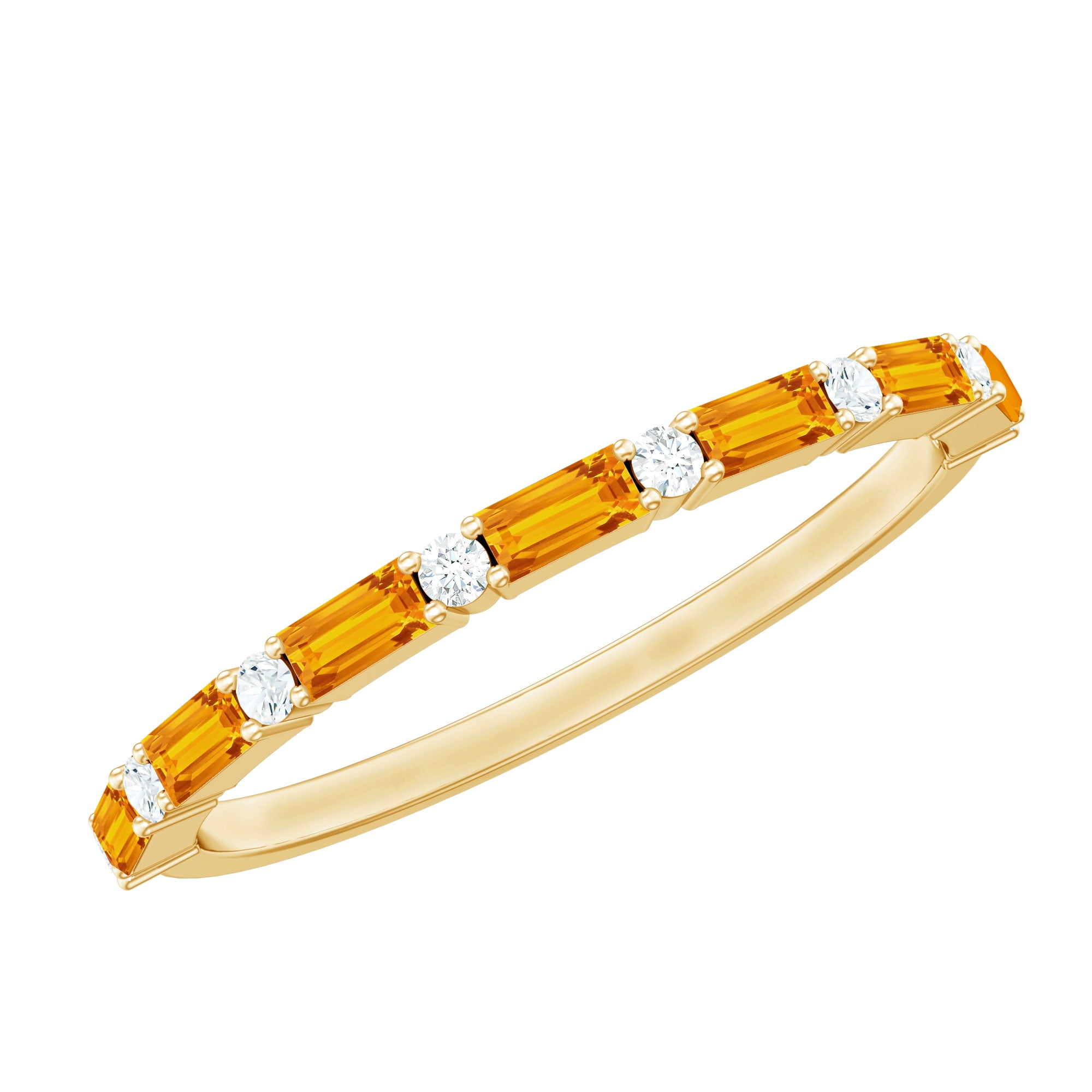 Rosec Jewels Lab Grown Orange Sapphire and Diamond Half Eternity Ring ...