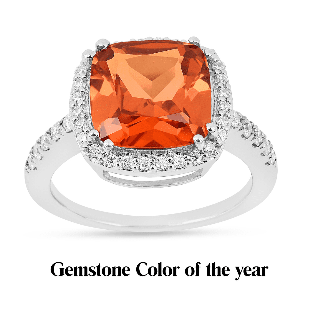 Peach Padparadscha Sapphire Ring Lab Grown Sterling Silver Cushion Cut ...