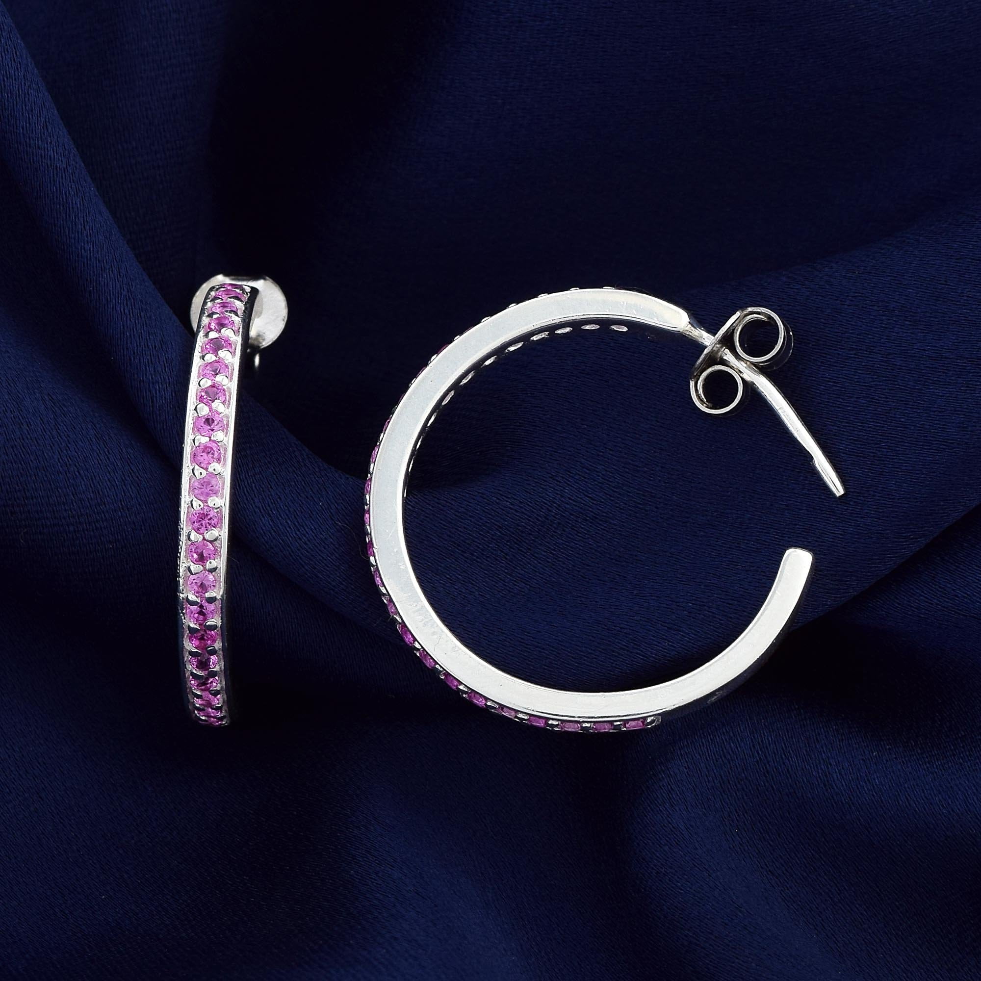 Lab Grown Pink Sapphire Hoops - Walmart.com