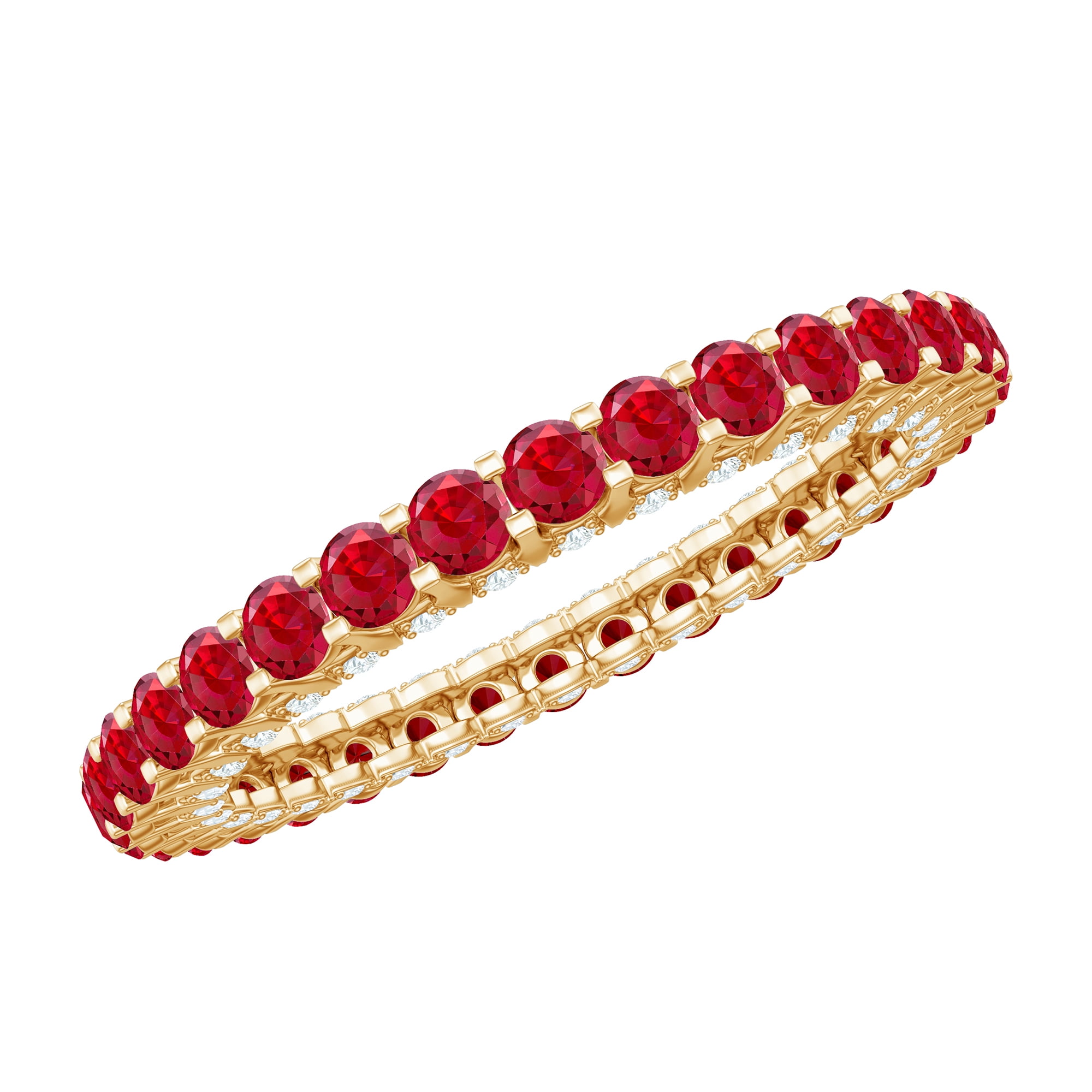 Rosec Jewels Lab Grown Ruby Eternity Ring with Diamond for Women (1.75 ...