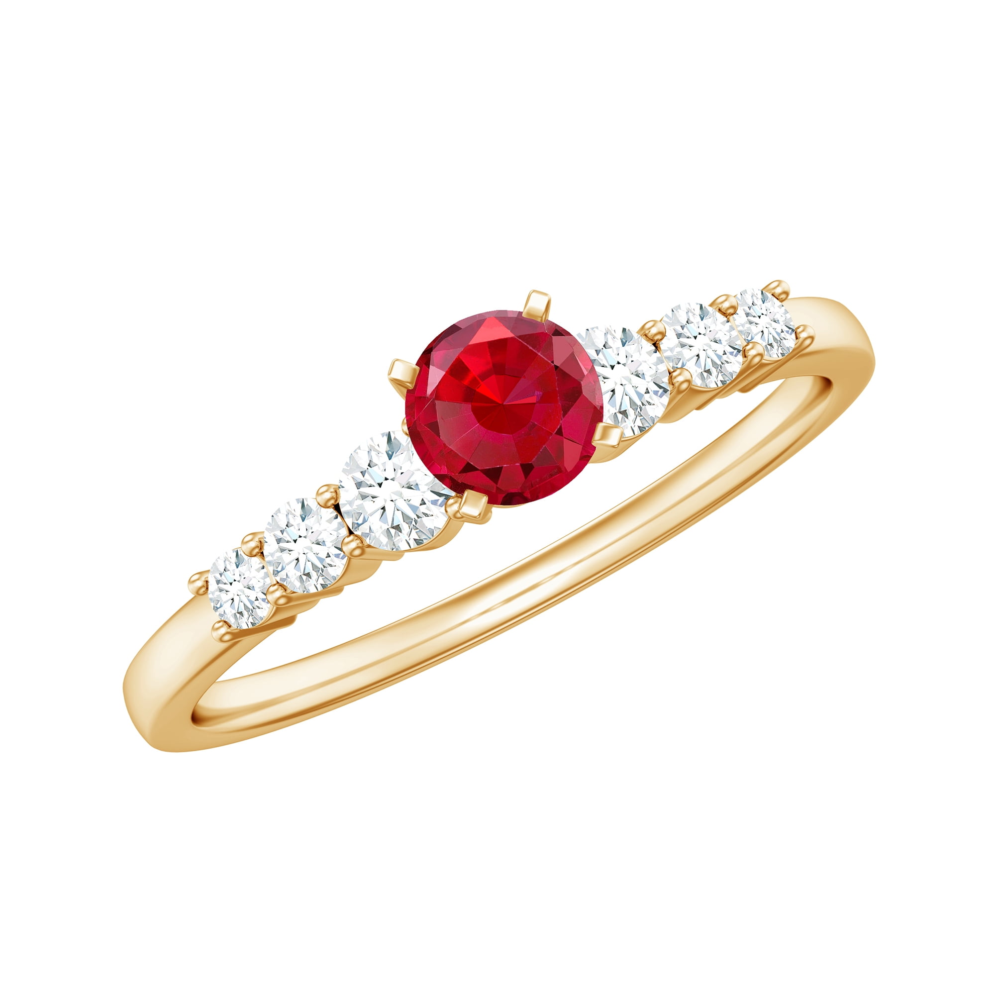 Lab Grown Ruby Promise Ring with Diamond for Women - Graduated Style ...