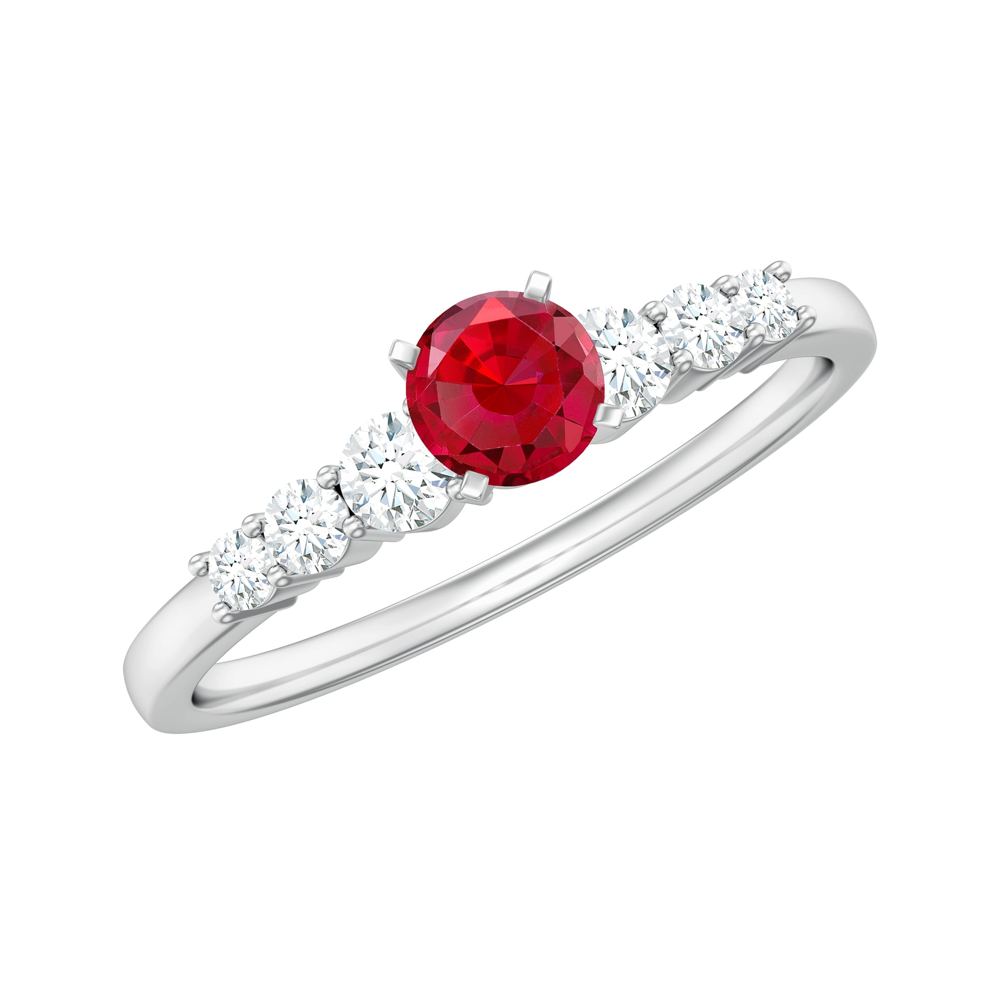 Lab Grown Ruby Promise Ring with Diamond for Women - Graduated Style ...