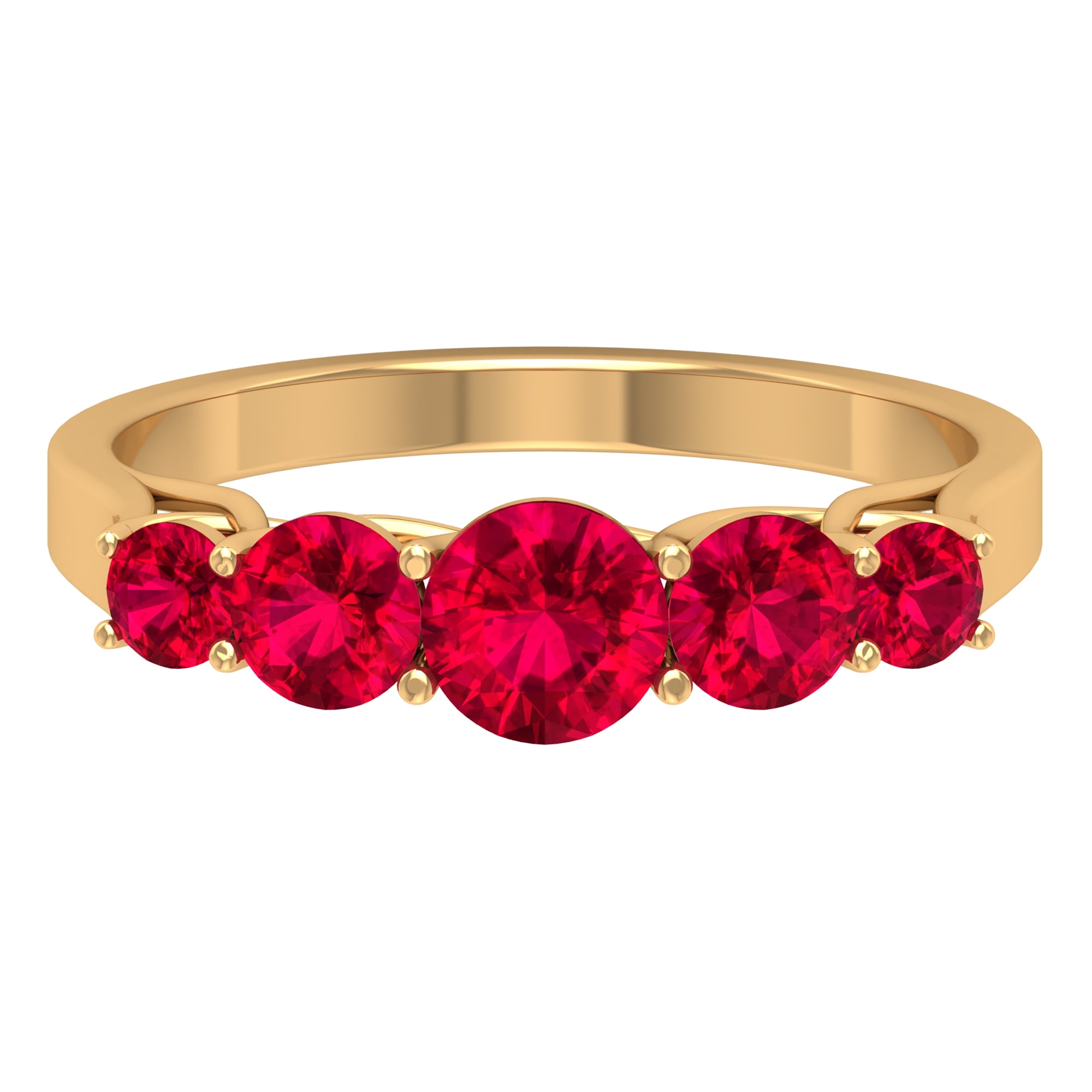 Lab Grown Ruby Ring for Women, Five Stone Ring in Graduated Style ...