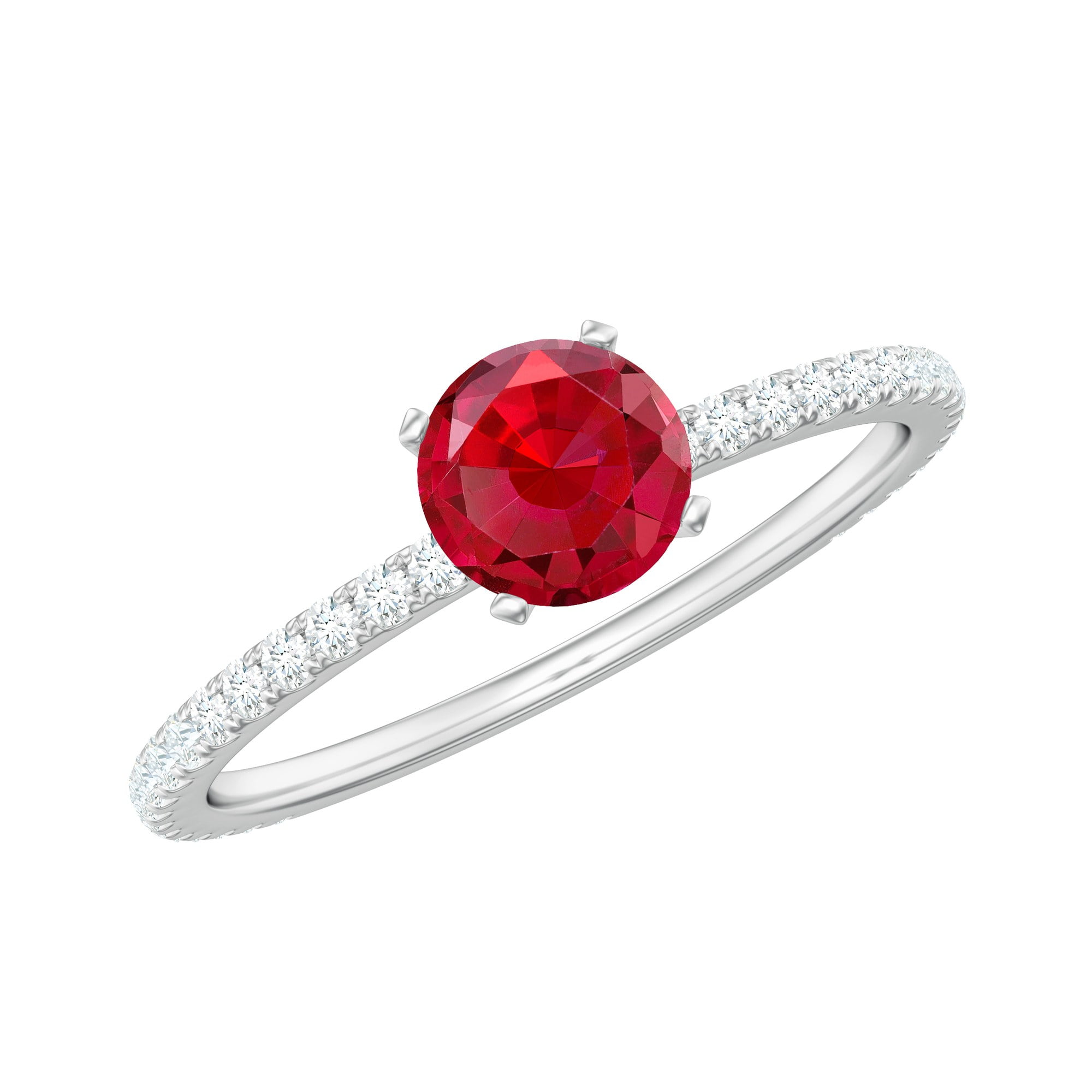 Rosec Jewels Lab Grown Ruby Solitaire Engagement Ring with Diamond ...