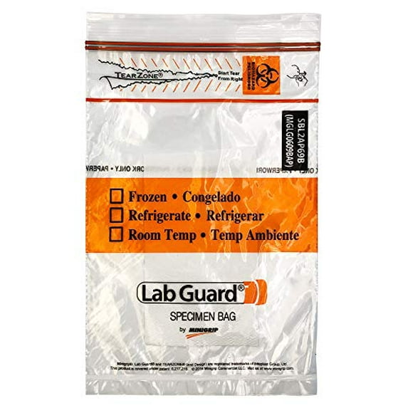 Lab Guard SBL2AP69B Polyethylene (LDPE/LLDPE Blend) Specimen Bag with ...