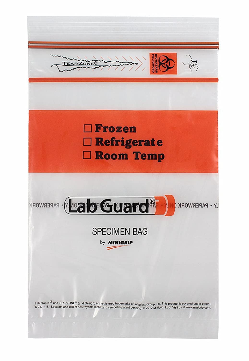 Lab Guard SBL2X69B5 Polyethylene (lDPE/IIDPE Blend) Specimen Bag with ...