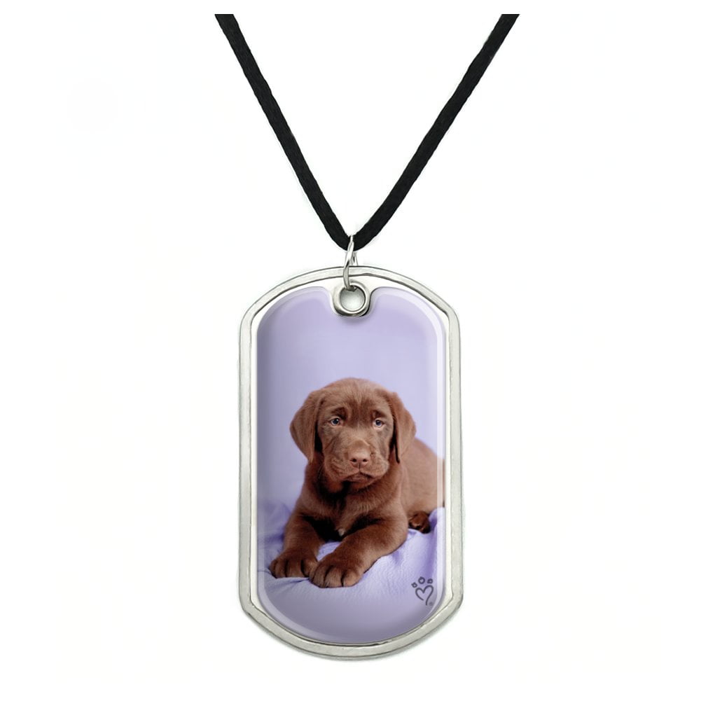 Lab Labrador Puppy Dog on Lavendar Military Dog Tag Pendant Necklace ...