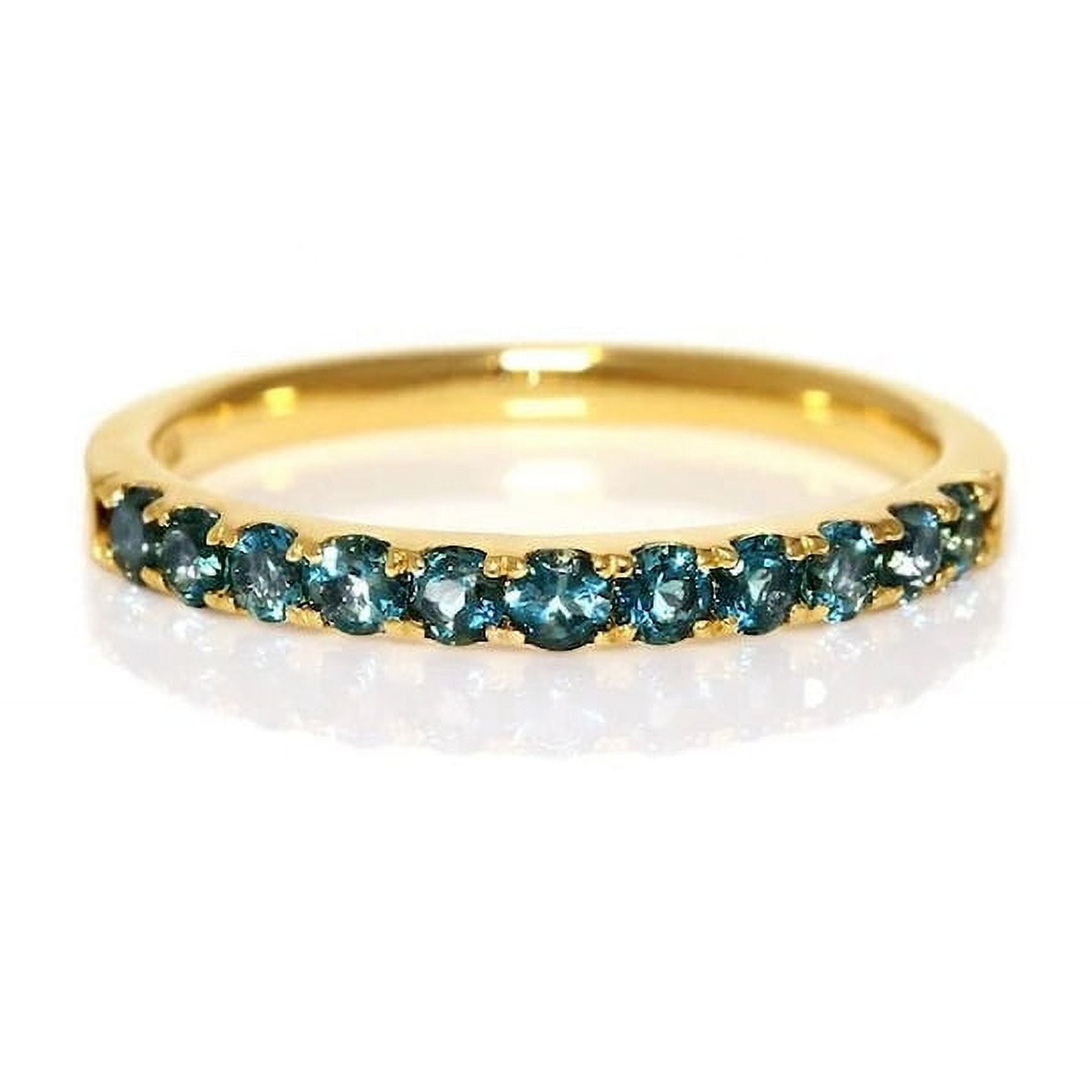 Lab London Blue Topaz Wedding Band, Blue Topaz Half Eternity Band ...
