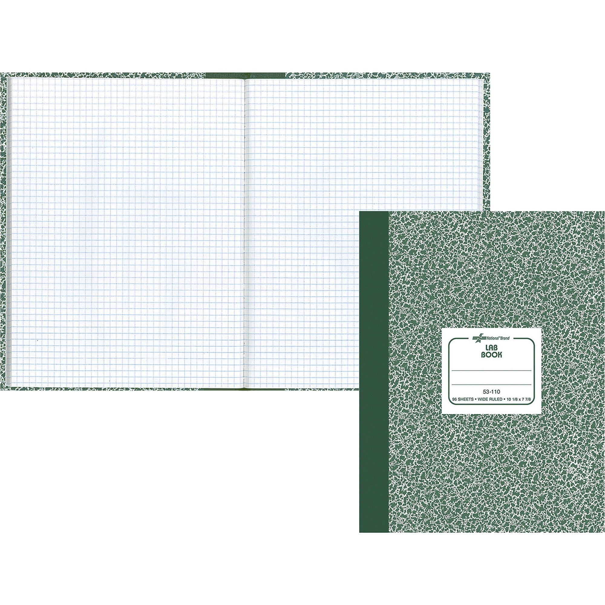 Lab Notebook, Quadrille Rule, Green Marble Cover, 10.13 X 7.88, 96 ...