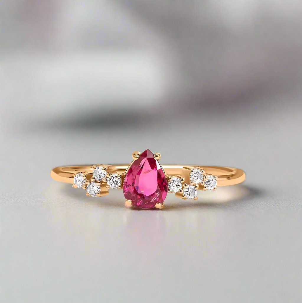 Lab Ruby Eternal Flame Ring in 14k Solid Gold, Rose Gold, or White Gold - Walmart.com
