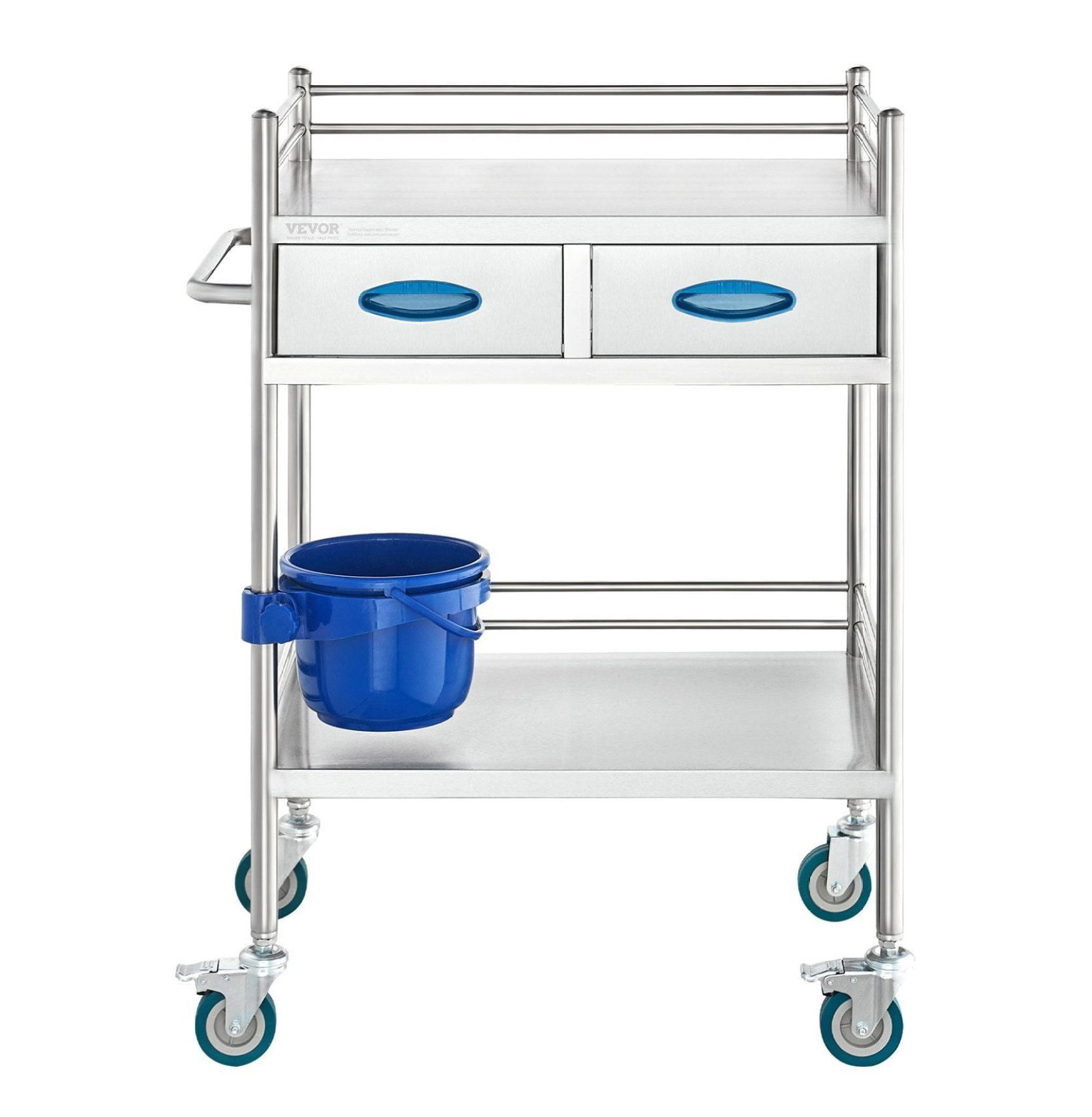 Lab Serving Cart, 2 Layers Stainless Steel Utility Rolling Cart ...