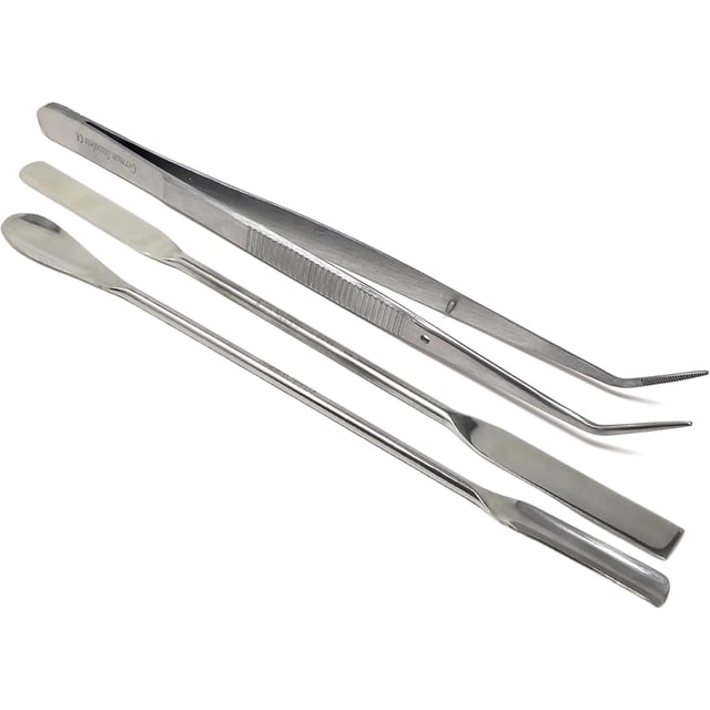 Lab Spatula and Tweezers Set of 3 Double Ended Spatula Stainless Tools ...