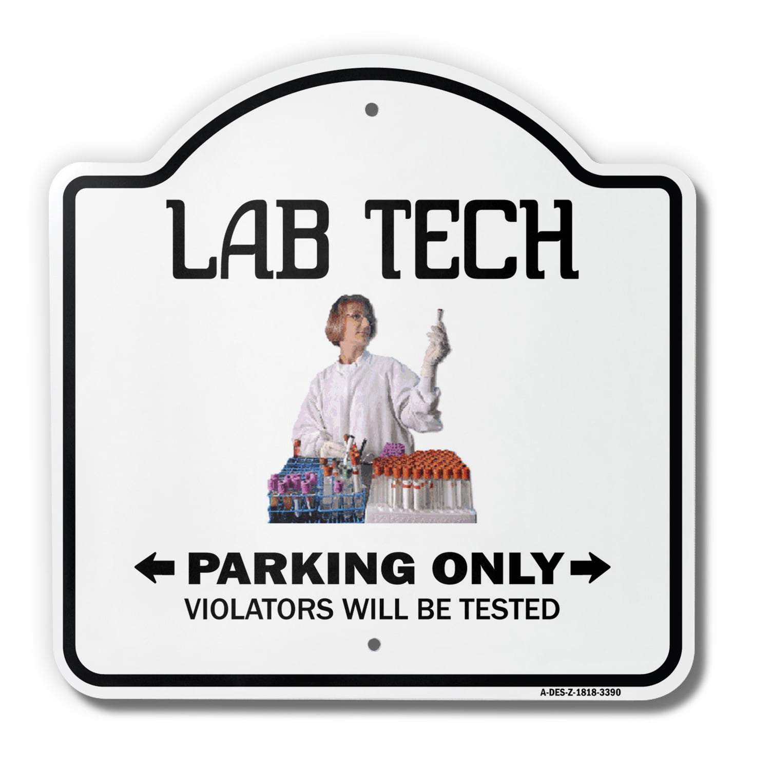 Lab Tech 18" X 18" Heavy-Gauge Aluminum Architectural Sign | SignMission Designer Parking ...
