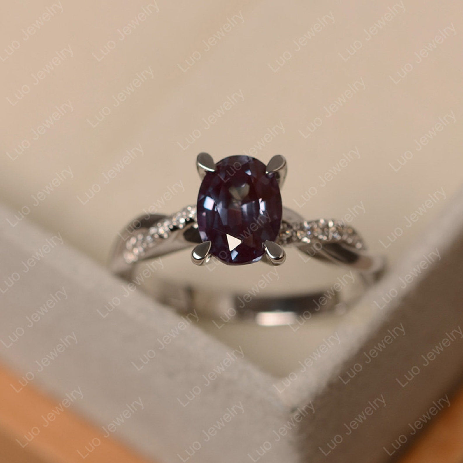 Lab alexandrite ring, sterling silver, engagement ring, June ...