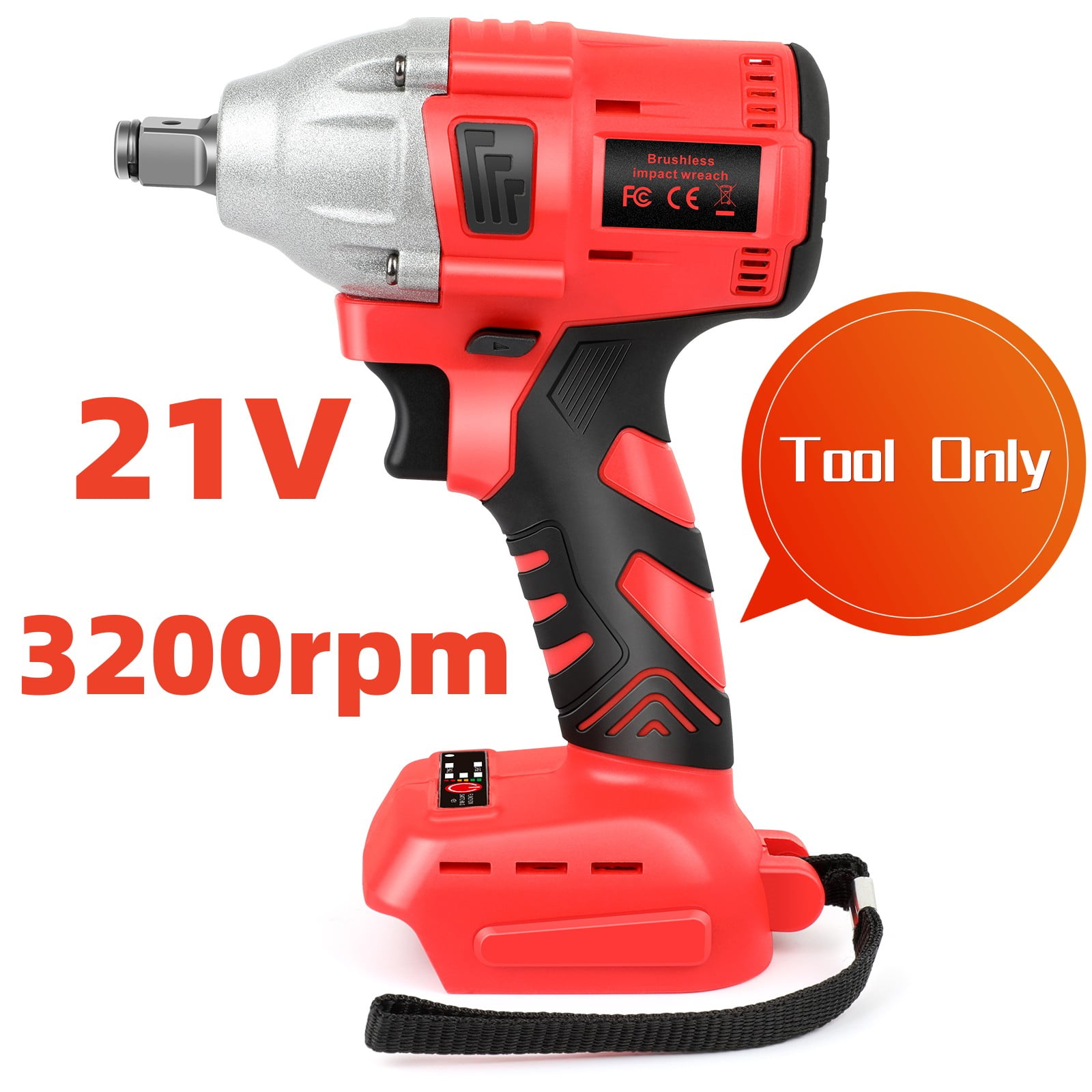 LabTEC Brushless Cordless Impact Wrench, Electric Wrench 1/2 Inch ...