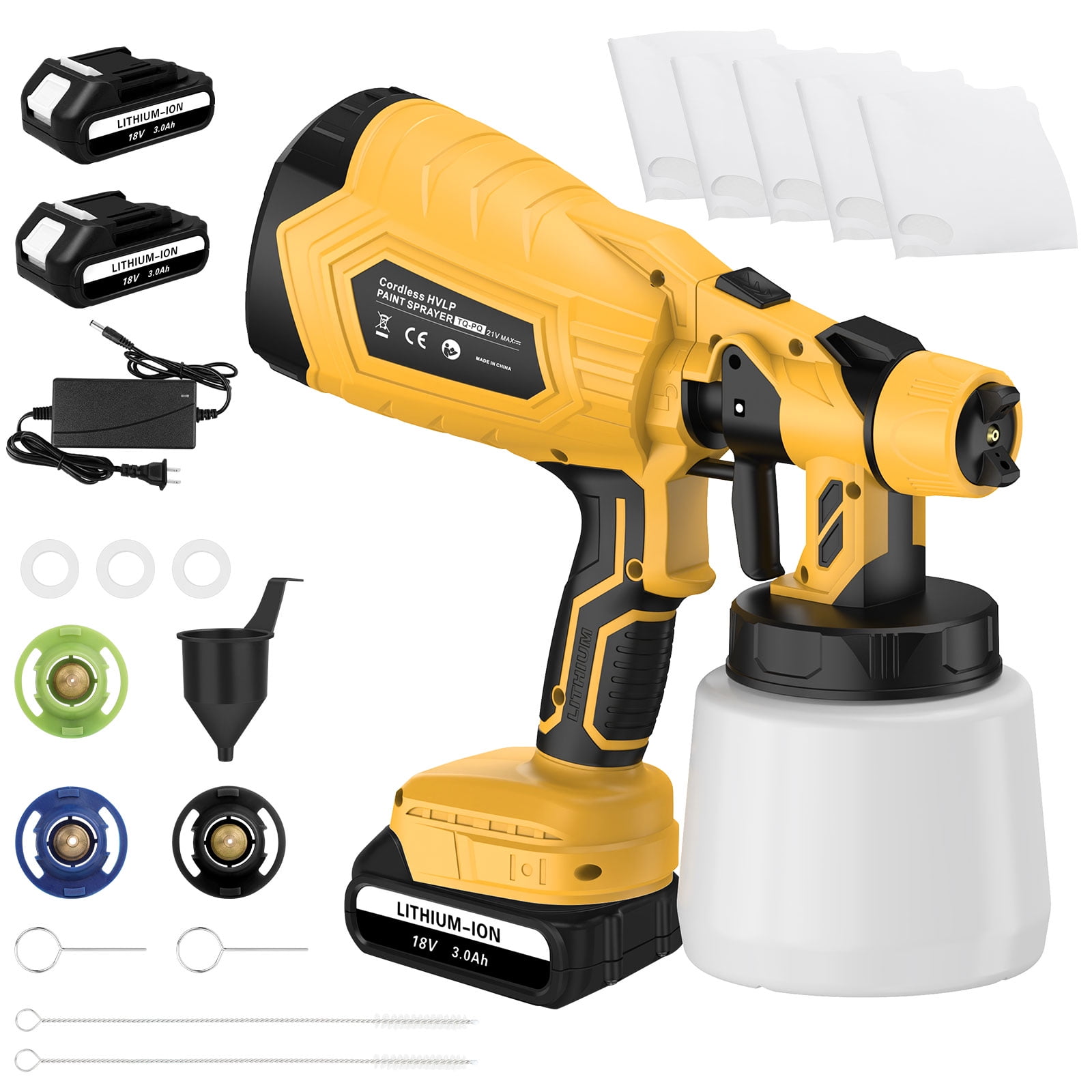 LabTEC Cordless Electric Paint Sprayer Battery Powered with 2PCS 3.0Ah ...