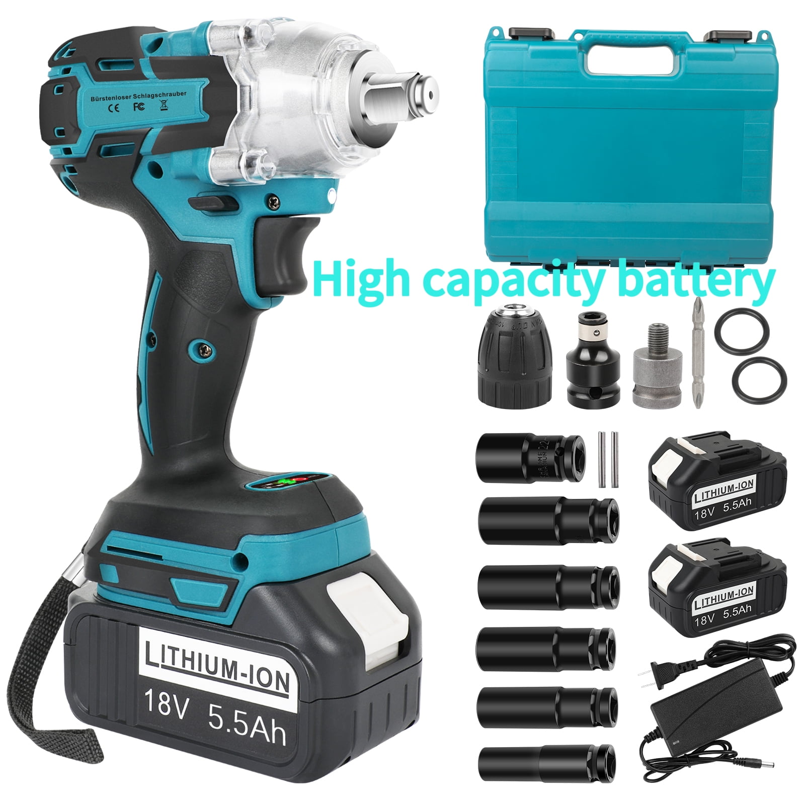 LabTEC Impact Wrench Cordless Brushless Power Impact Gun 21V 1/2'' 5 ...