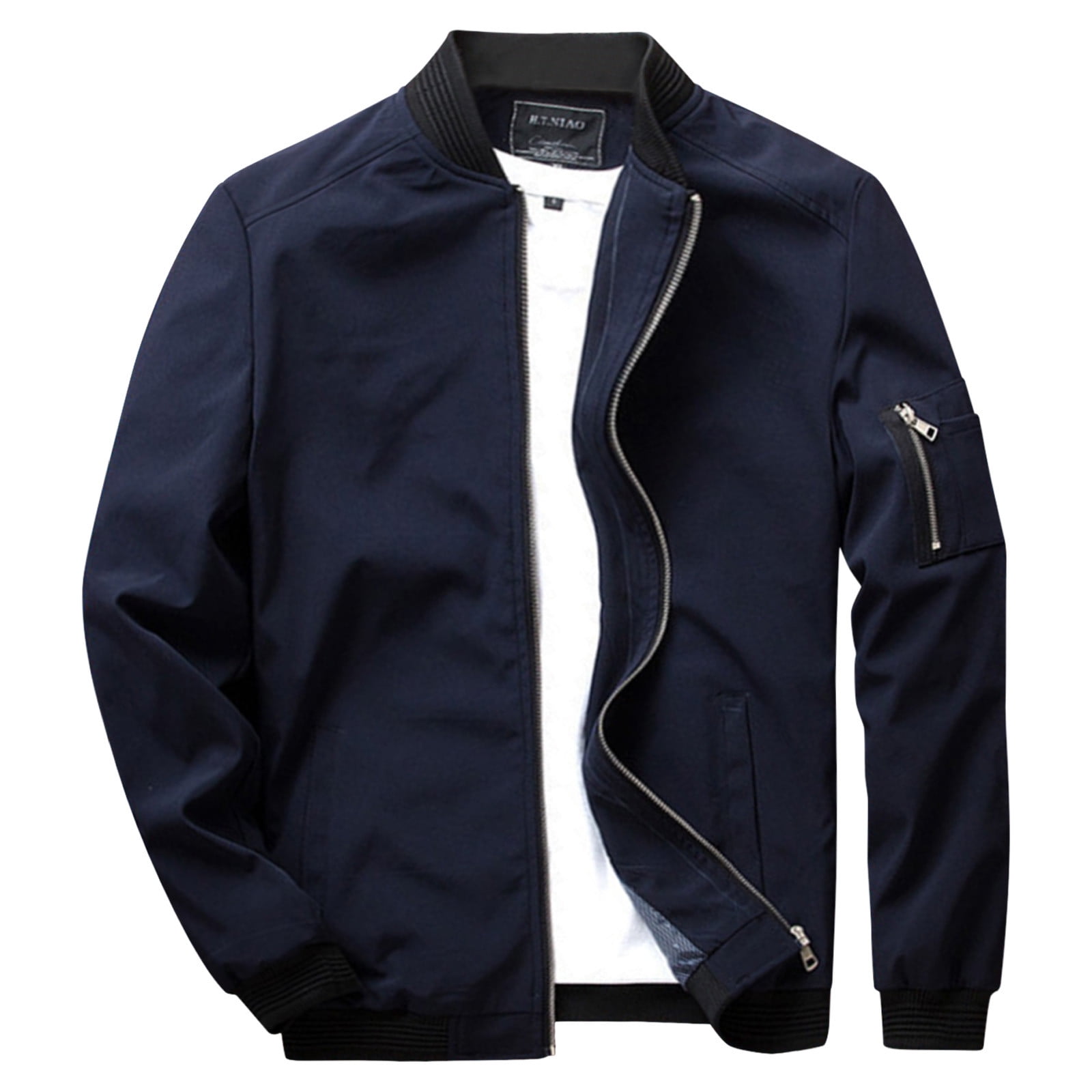 Labakihah Jackets for Men Men's Casual Long Sleeve Solid Jacket Stand ...