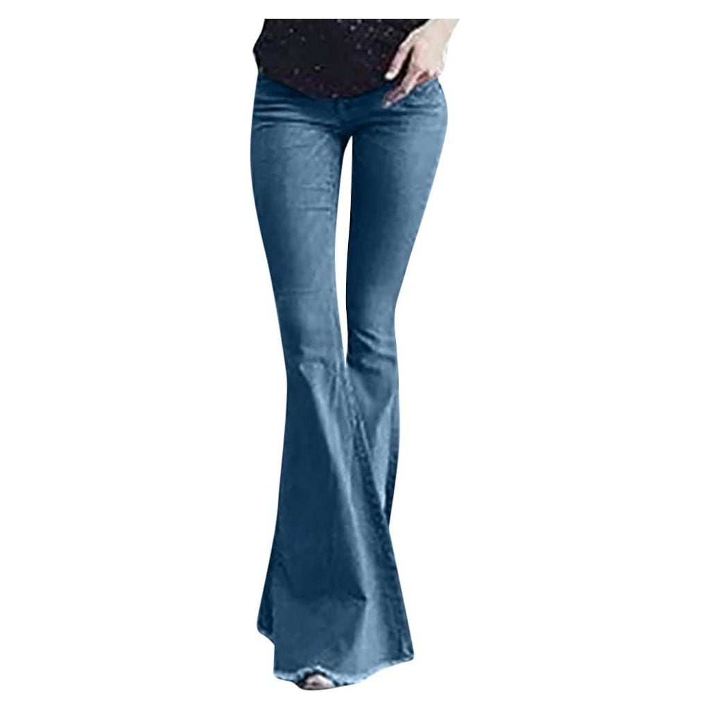 Labakihah Jeans For Women Women Flare Mid Waisted Denim Jeans Pocket ...