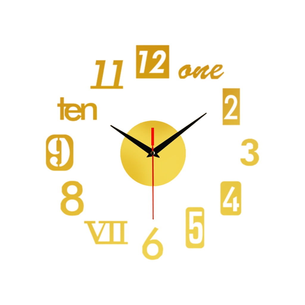 Labakihah Led Lights for Bedroom Frameless Diy Wall Mute Clock 3D ...