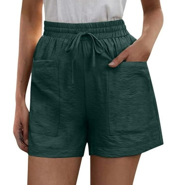Doublju Women's Elastic Waist Comfy Casual Shorts with Pockets ...