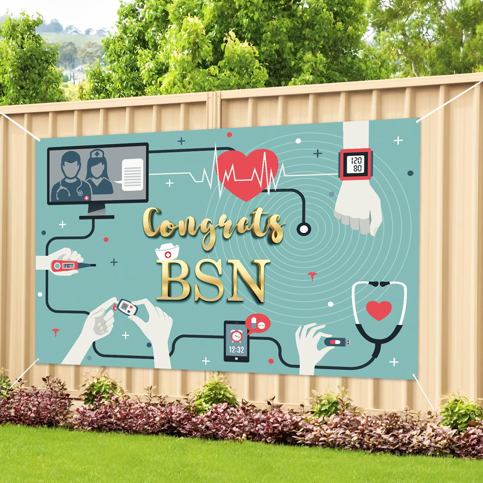 Labakita Congrats BSN Backdrop Banner, Nurse Graduation Decorations ...