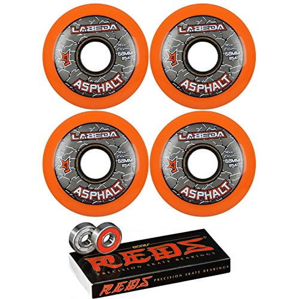 Labeda Asphalt Inline Roller Hockey Wheels 68mm 85A 4-Pack Bones Reds ...