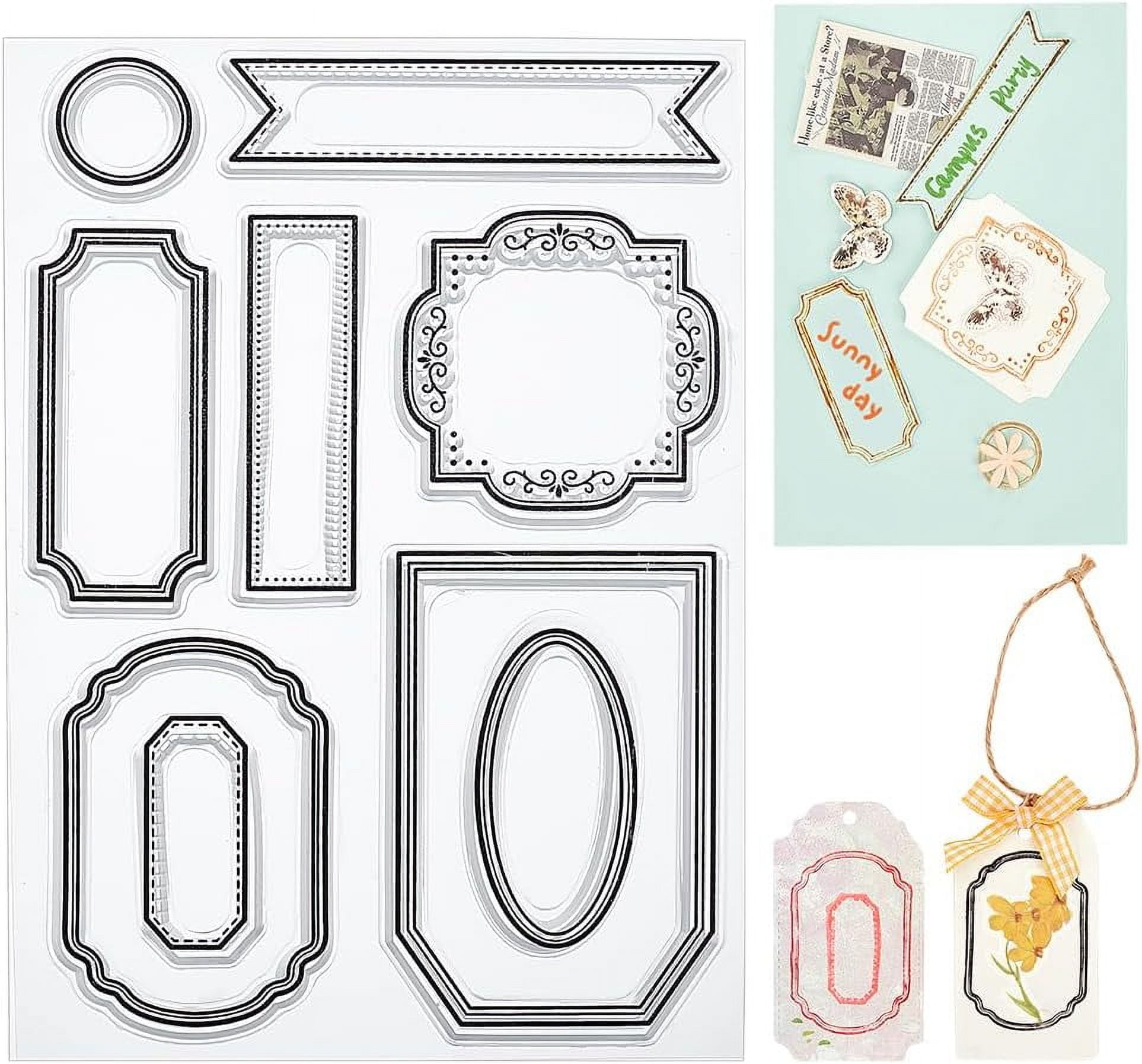 Label Clear Stamp Frame Stamps for Card Making Tag Silicone Stamps for ...