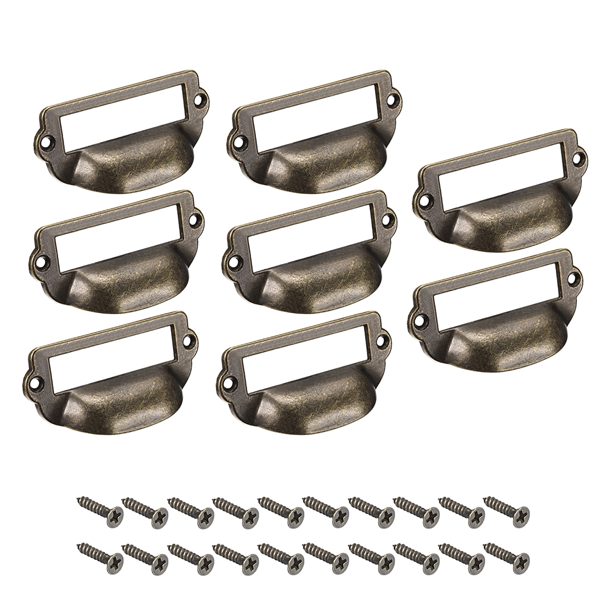 Label Holder Pull Handles Zinc Alloy Bronze Tone 82x40mm 8 Pcs w Screws ...