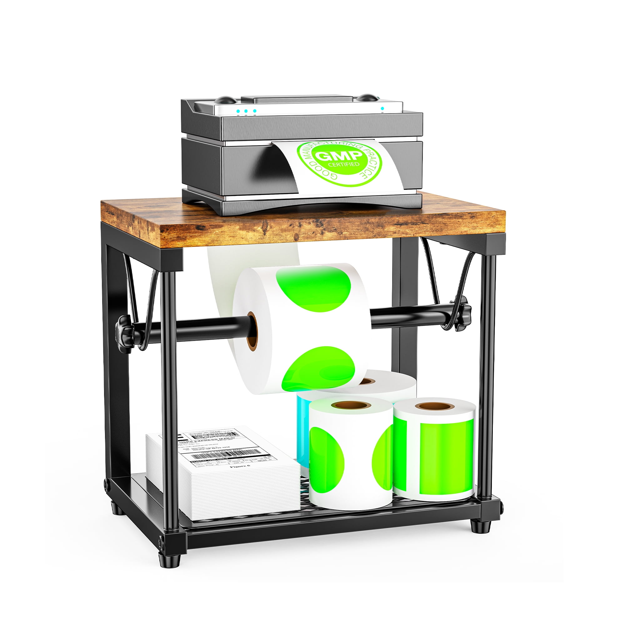 Label Holder for Rolls and Fan-Fold Labels, Wooden Sticker Dispenser ...