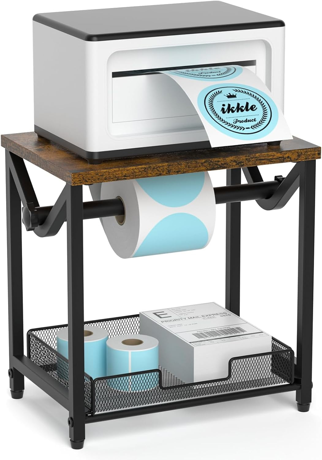 Label Holder for Rolls and Fanfold Labels, Wooden Thermal Label Holder ...